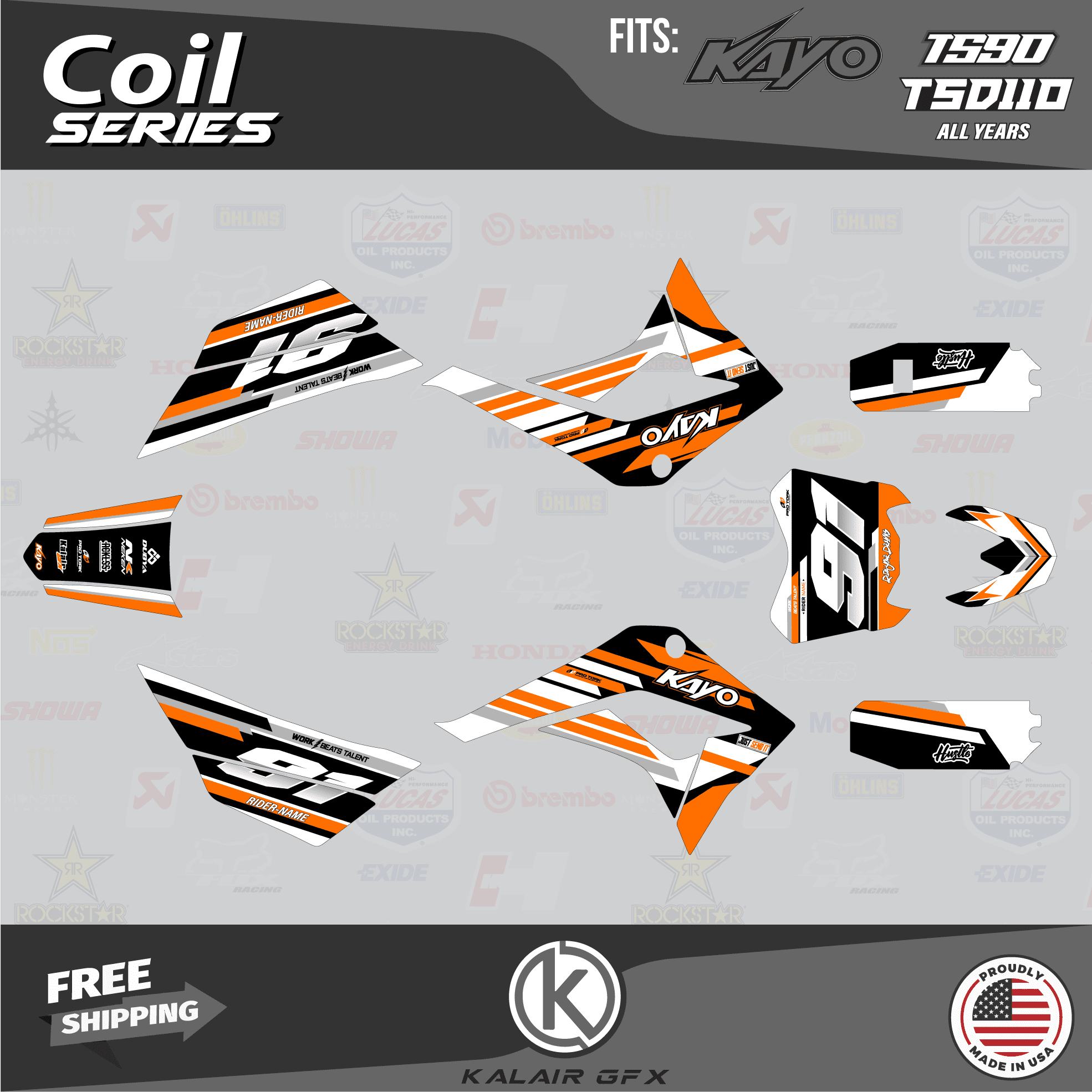 Kalair GFX Graphics Kit for Kayo Kayo Pit Bike TS90 and TSD110 (All ...