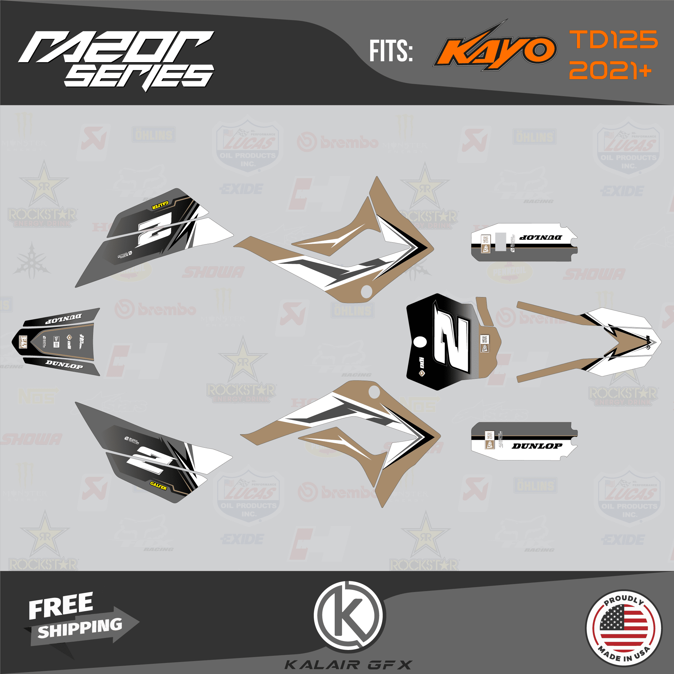Kalair GFX Graphics Kit for Kayo PIT BIKE TD125 (2021+) Razor Series ...