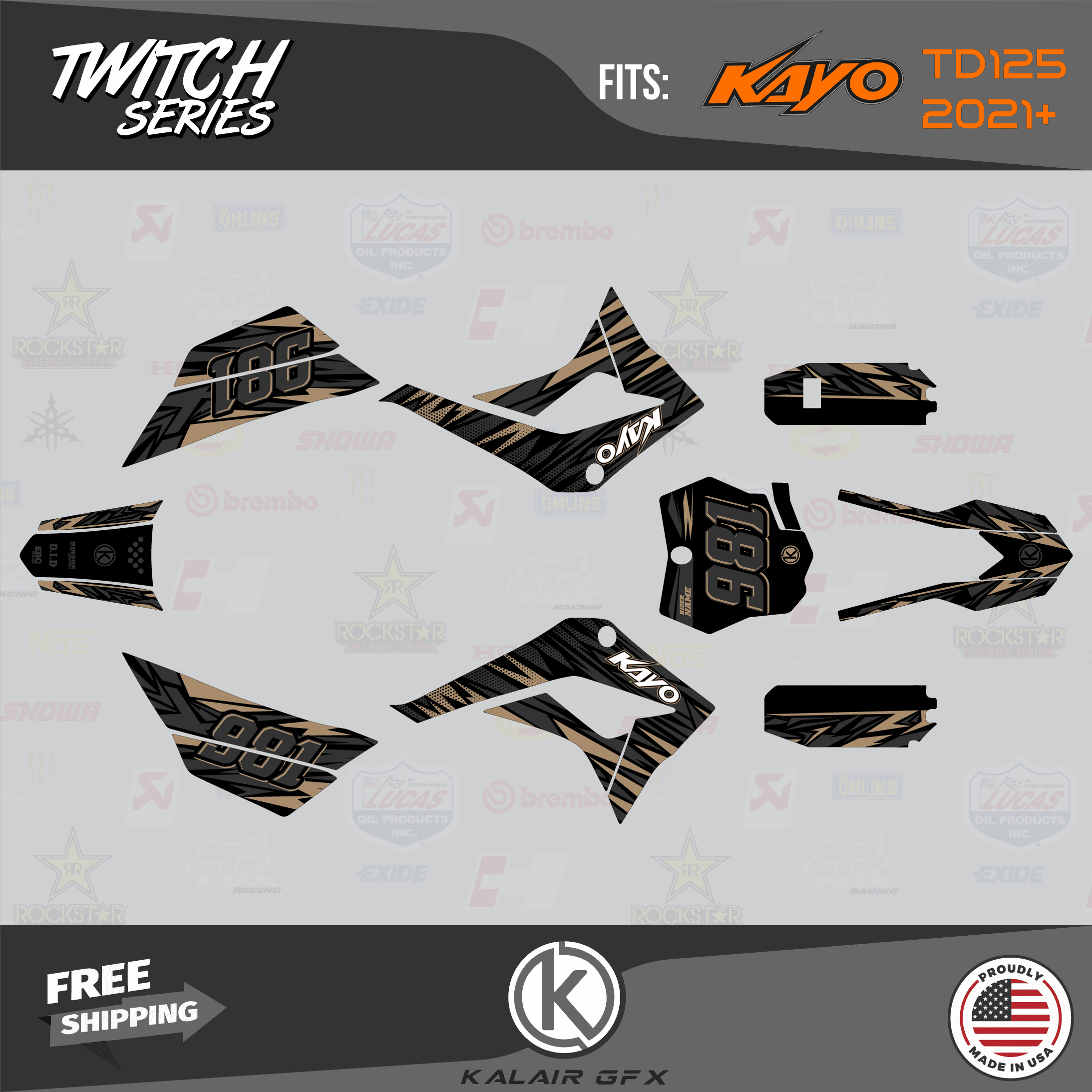 Kalair GFX Graphics Kit for Kayo PIT BIKE TD125 (2021+) Twitch Series ...