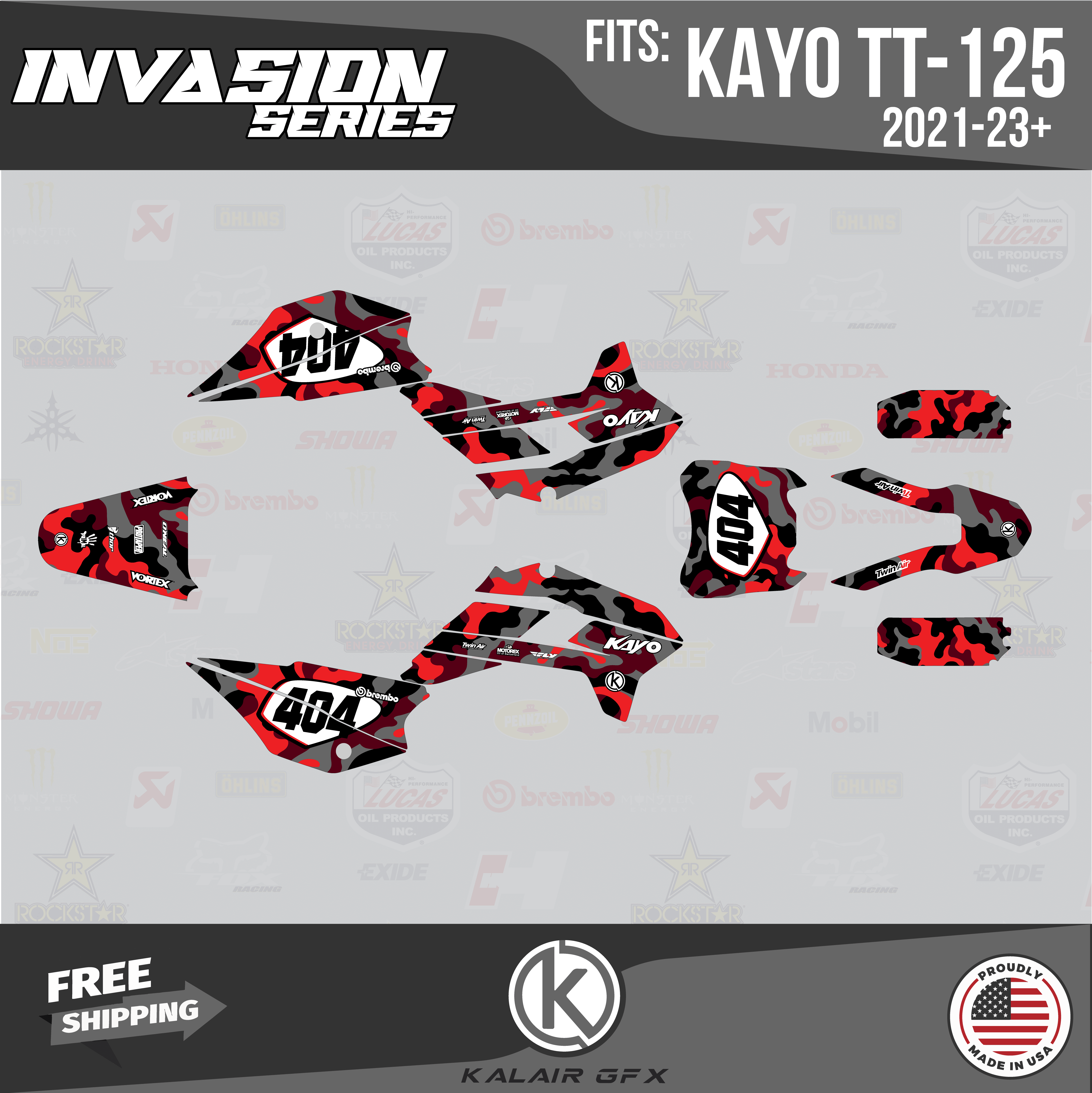Kalair GFX Graphics Kit for Kayo PIT BIKE TT125 and TT140 (2021 ...