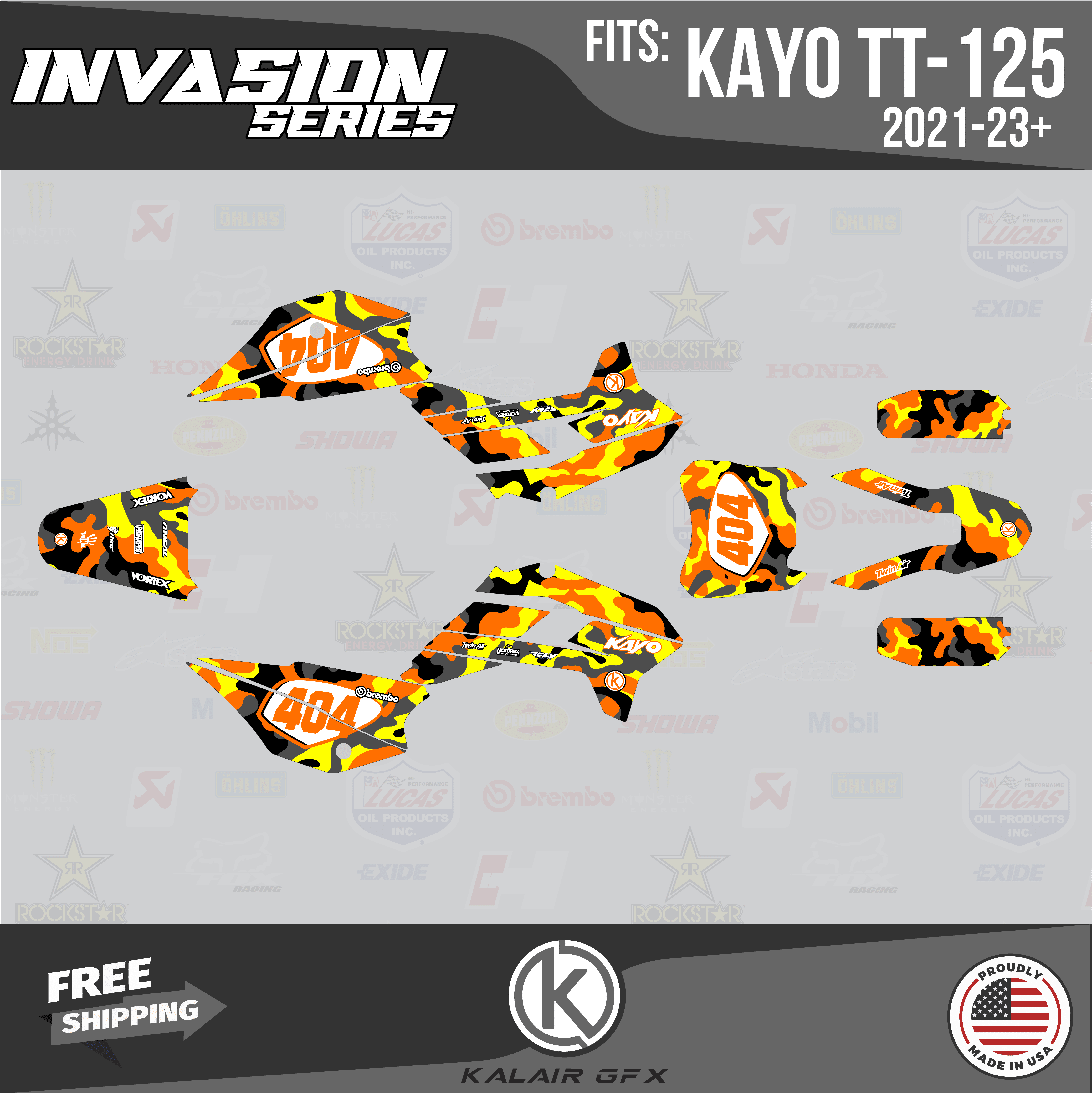 Kalair GFX Graphics Kit for Kayo PIT BIKE TT125 and TT140 (2021 ...