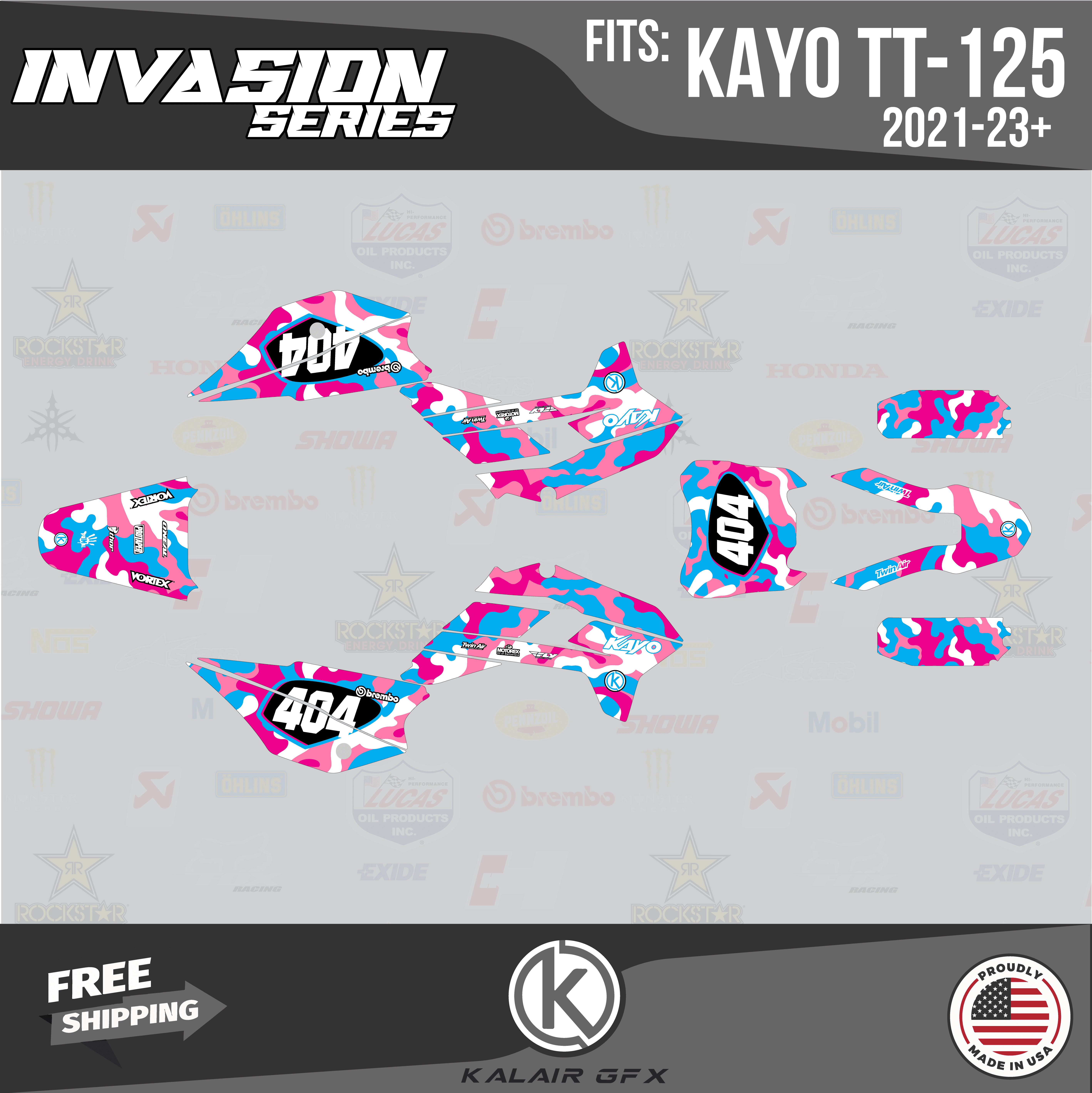 Kalair GFX Graphics Kit for Kayo PIT BIKE TT125 and TT140 (2021 ...