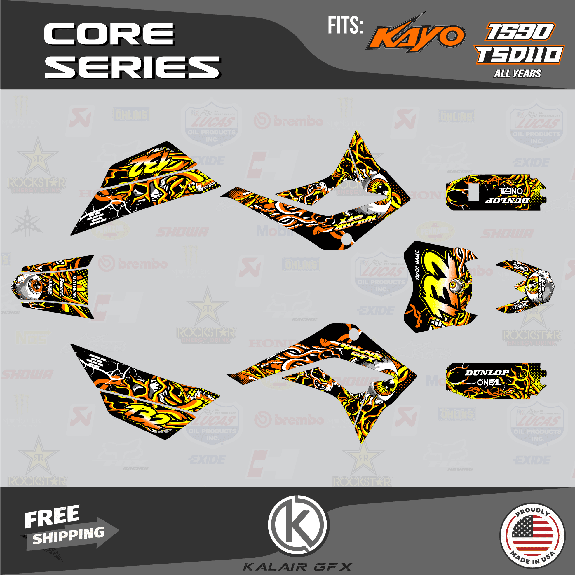 Kalair GFX Graphics Kit for Kayo Pit Bike TS90 and TSD110 Core Series ...