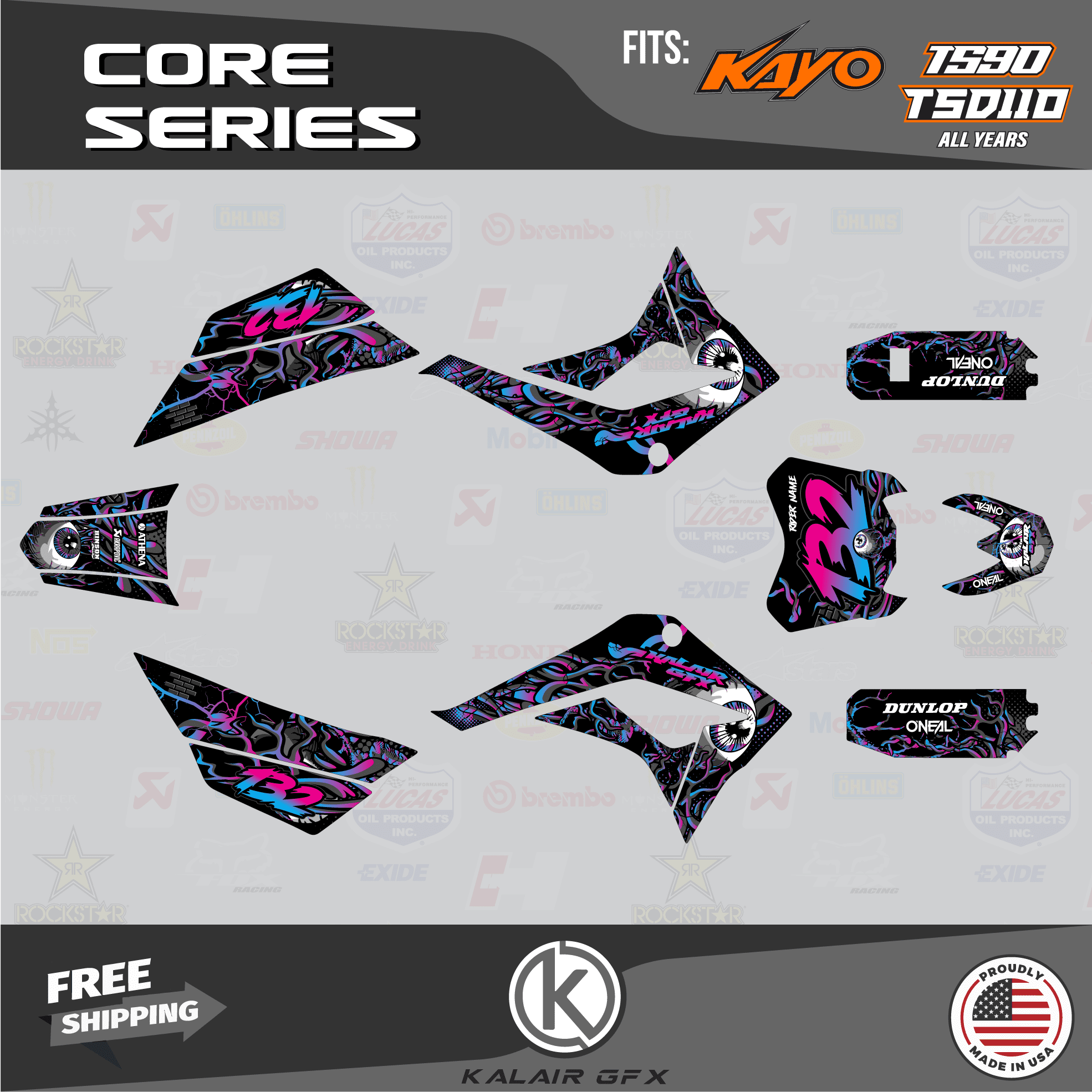 Kalair GFX Graphics Kit for Kayo Pit Bike TS90 and TSD110 Core Series ...