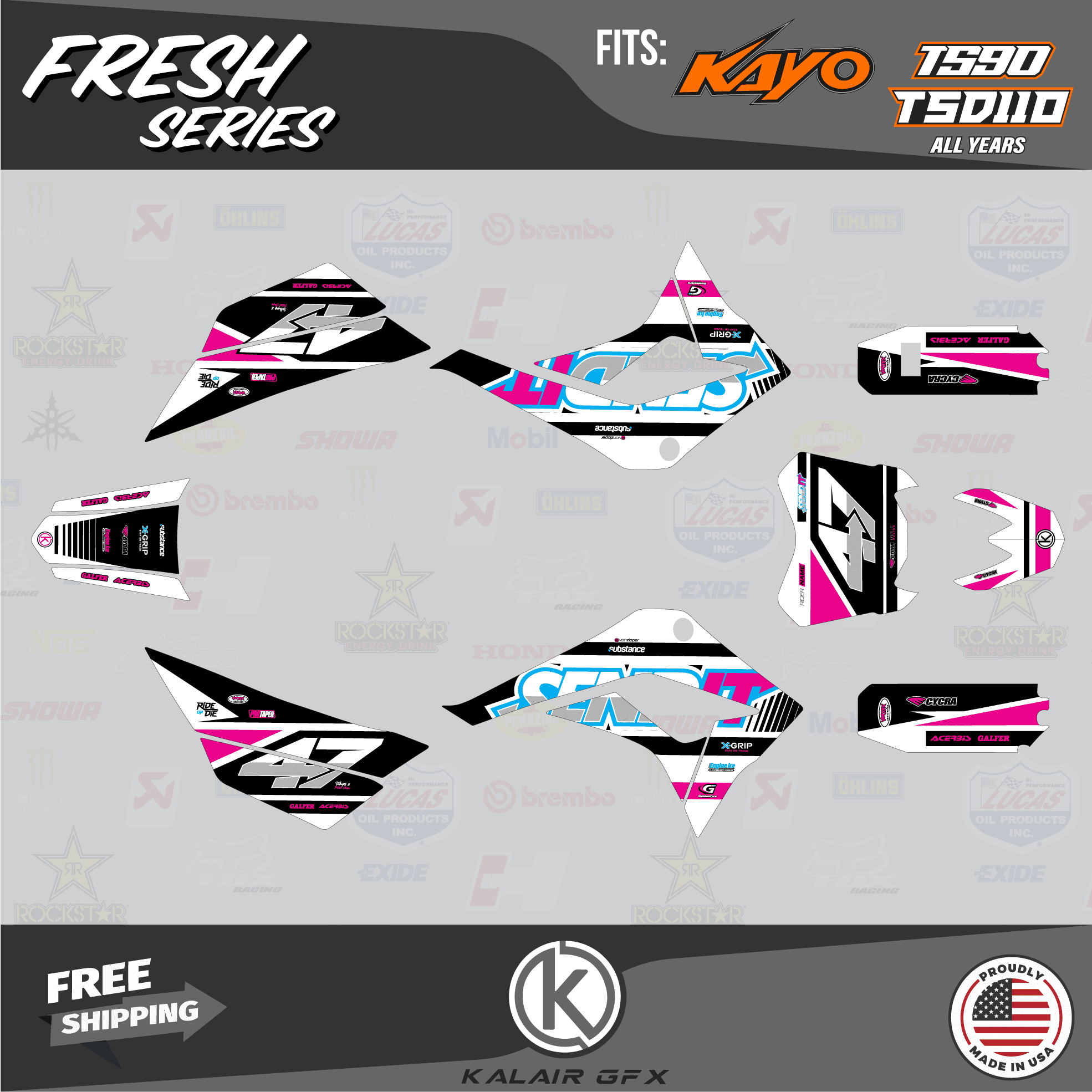 Kalair GFX Graphics Kit for Kayo Pit Bike TS90 and TSD110 Fresh Series ...