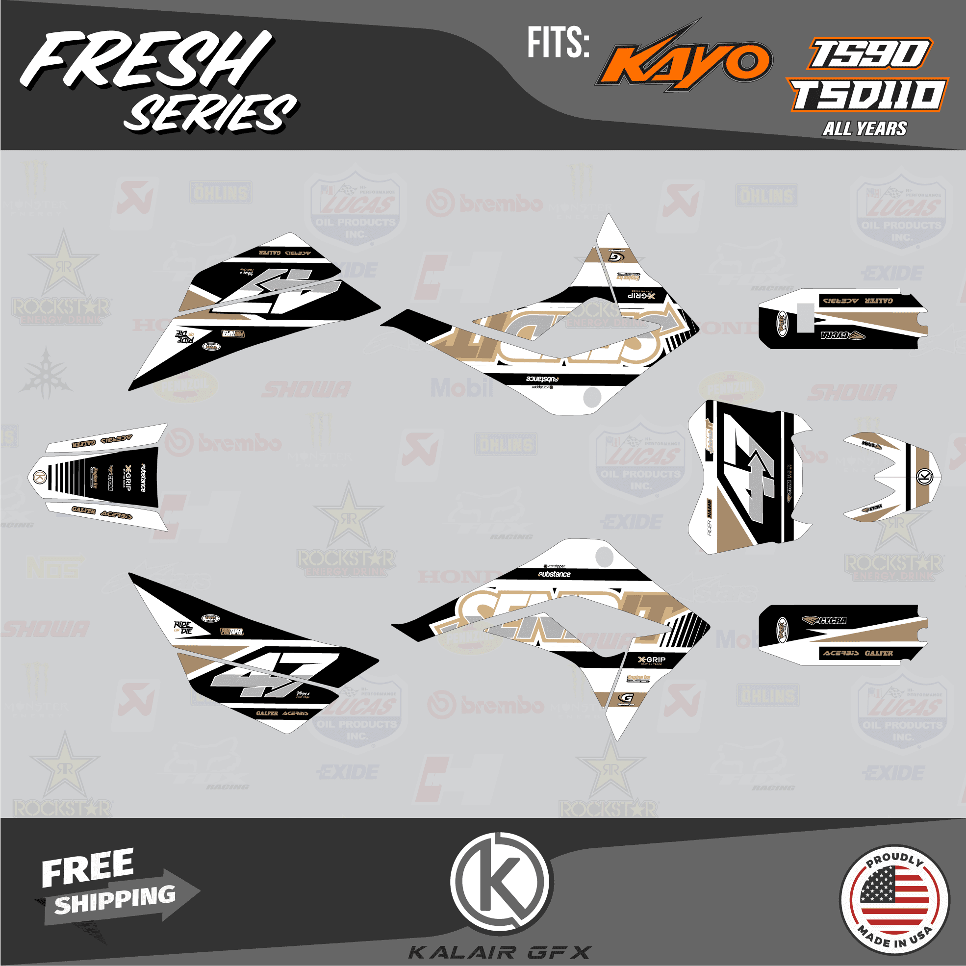 Kalair GFX Graphics Kit for Kayo Pit Bike TS90 and TSD110 Fresh Series ...
