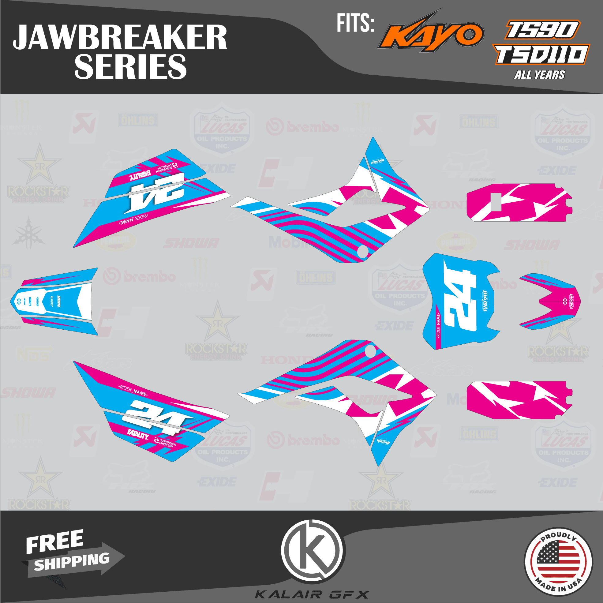 Kalair GFX Graphics Kit for Kayo Pit Bike TS90 and TSD110 Jawbreaker ...