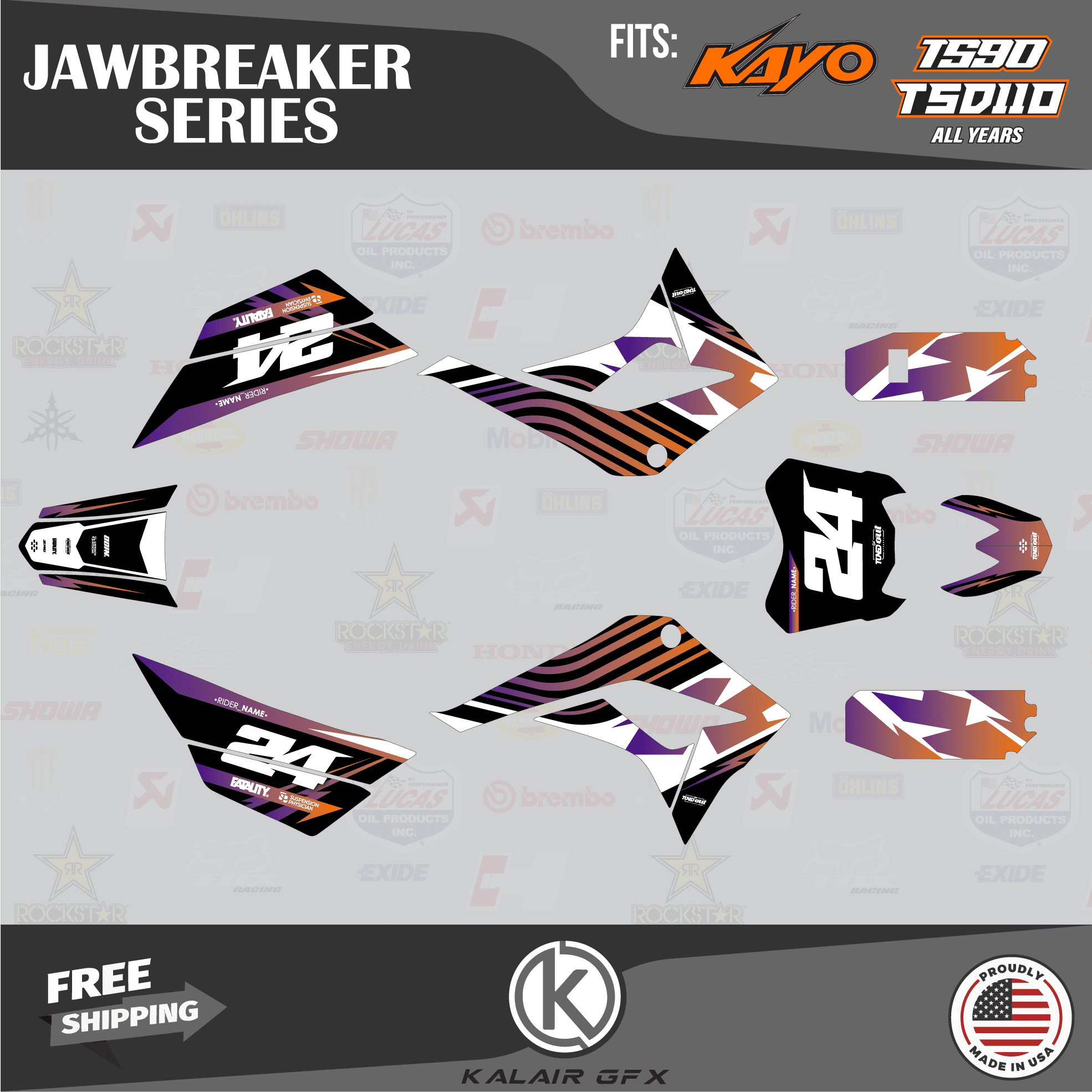 Kalair GFX Graphics Kit for Kayo Pit Bike TS90 and TSD110 Jawbreaker ...