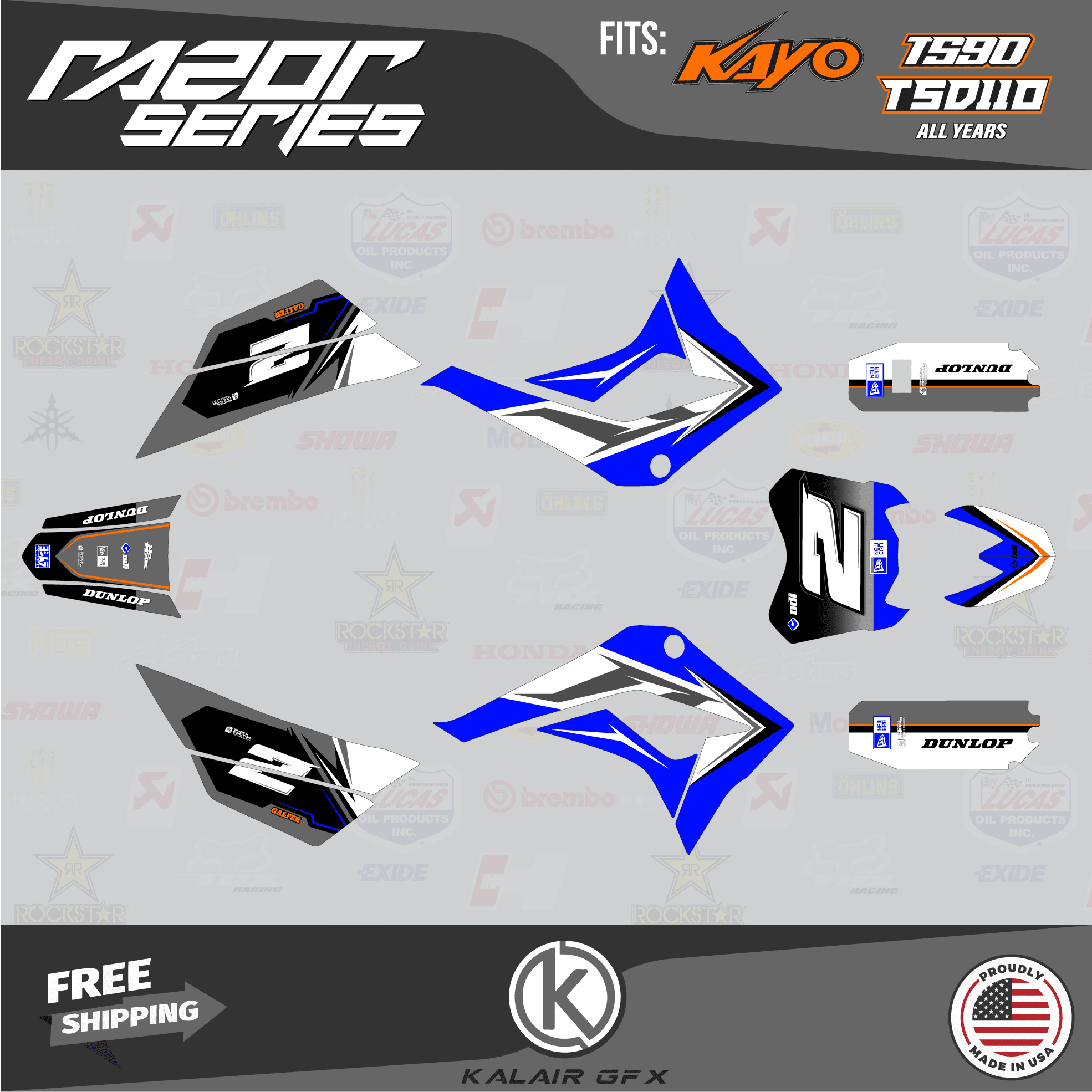 Kalair GFX Graphics Kit for Kayo Pit Bike TS90 and TSD110 Razor Series ...