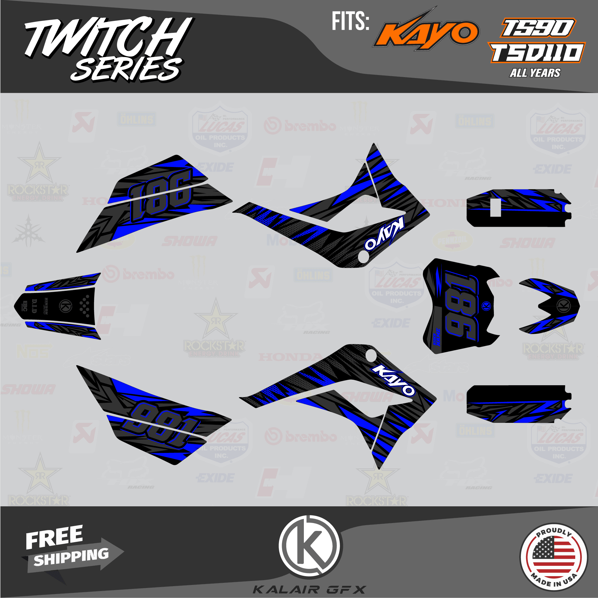 Kalair GFX Graphics Kit for Kayo Pit Bike TS90 and TSD110 Twitch Series ...