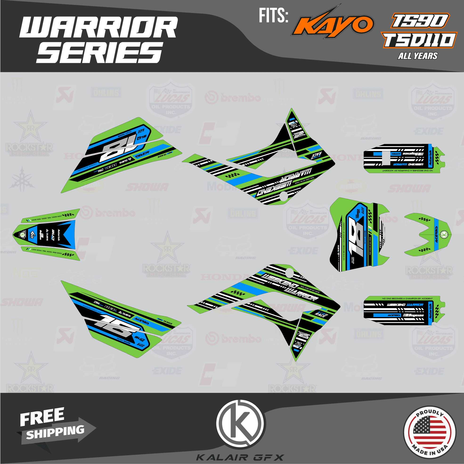 Kalair GFX Graphics Kit for Kayo Pit Bike TS90 and TSD110 Warrior ...