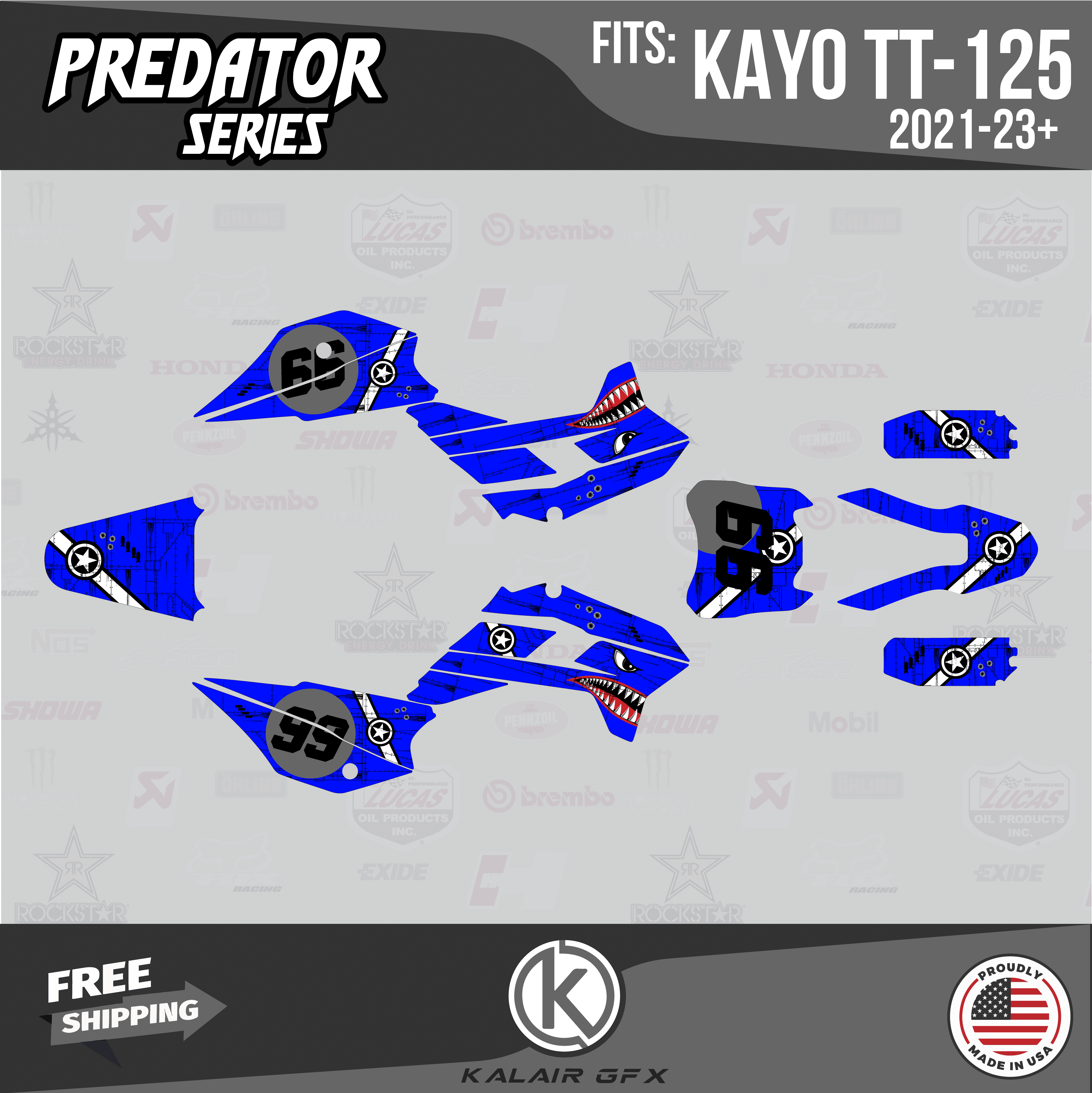 Kalair GFX Graphics Kit for Kayo Pit Bike TT 125 and TT 140 (2021 ...