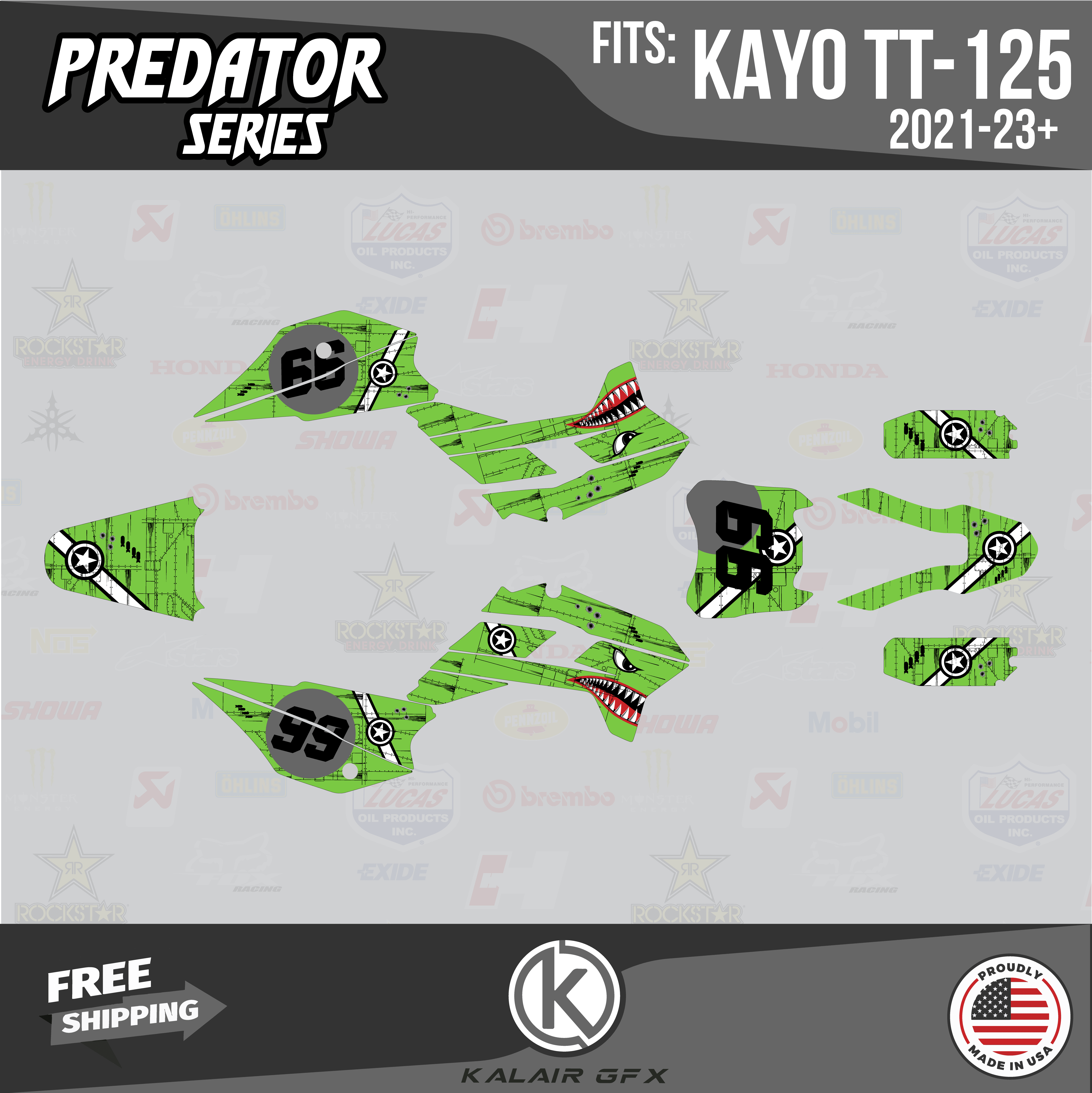 Kalair GFX Graphics Kit for Kayo Pit Bike TT 125 and TT 140 (2021 ...