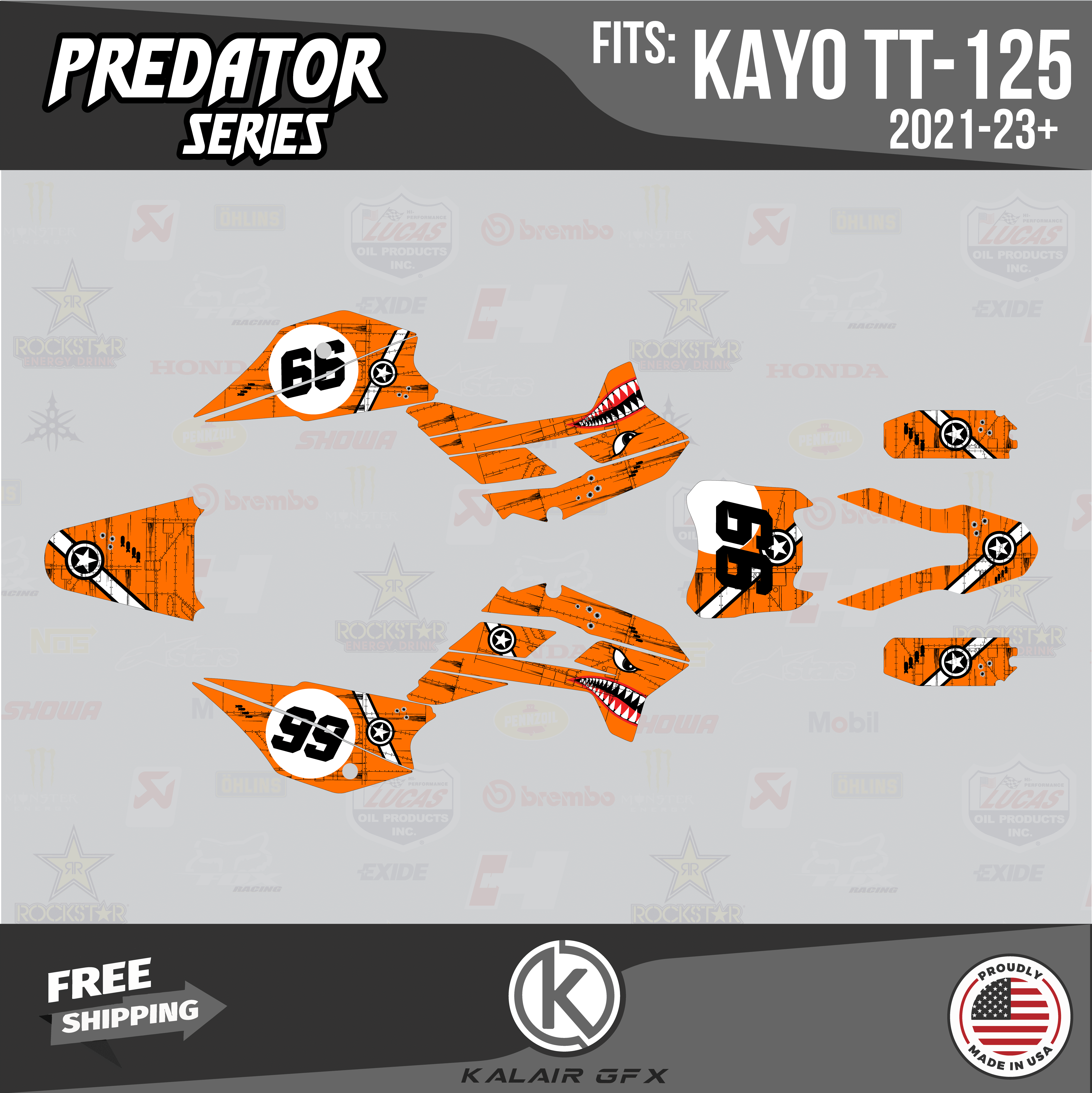 Kalair GFX Graphics Kit for Kayo Pit Bike TT 125 and TT 140 (2021 ...