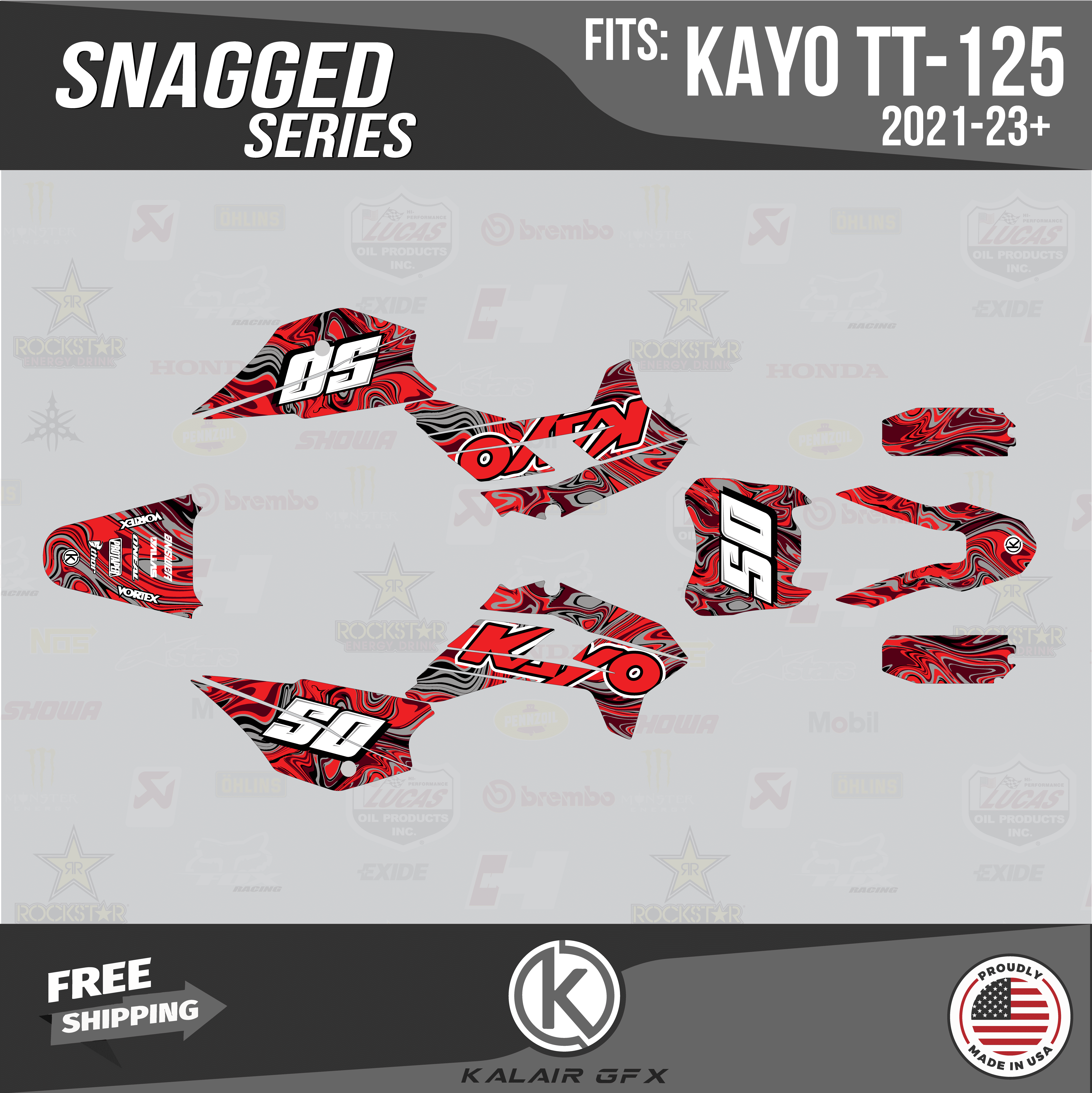 Kalair GFX Graphics Kit for Kayo Pit Bike TT 125 and TT 140 (2021 ...
