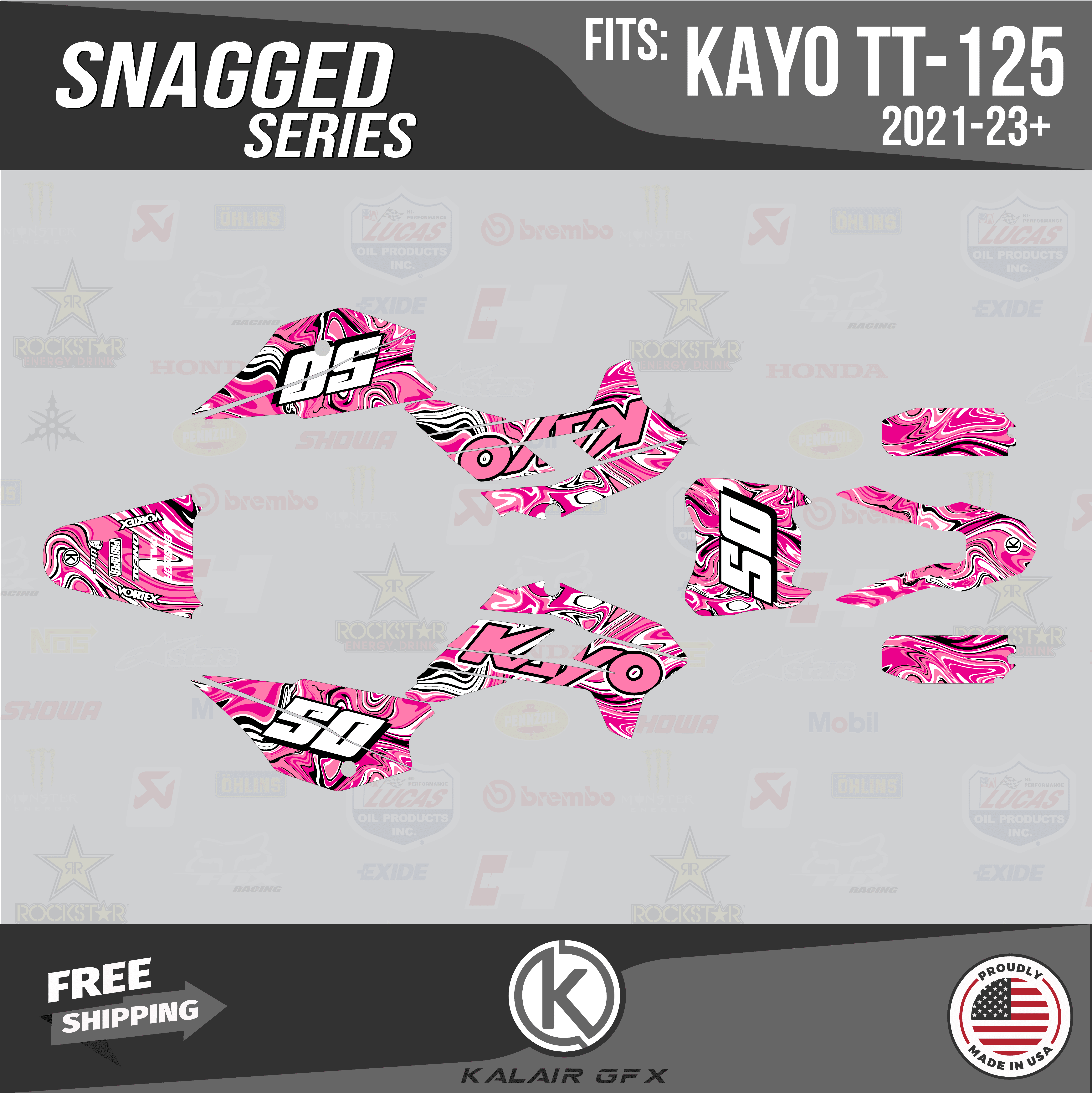 Kalair GFX Graphics Kit for Kayo Pit Bike TT 125 and TT 140 (2021 ...
