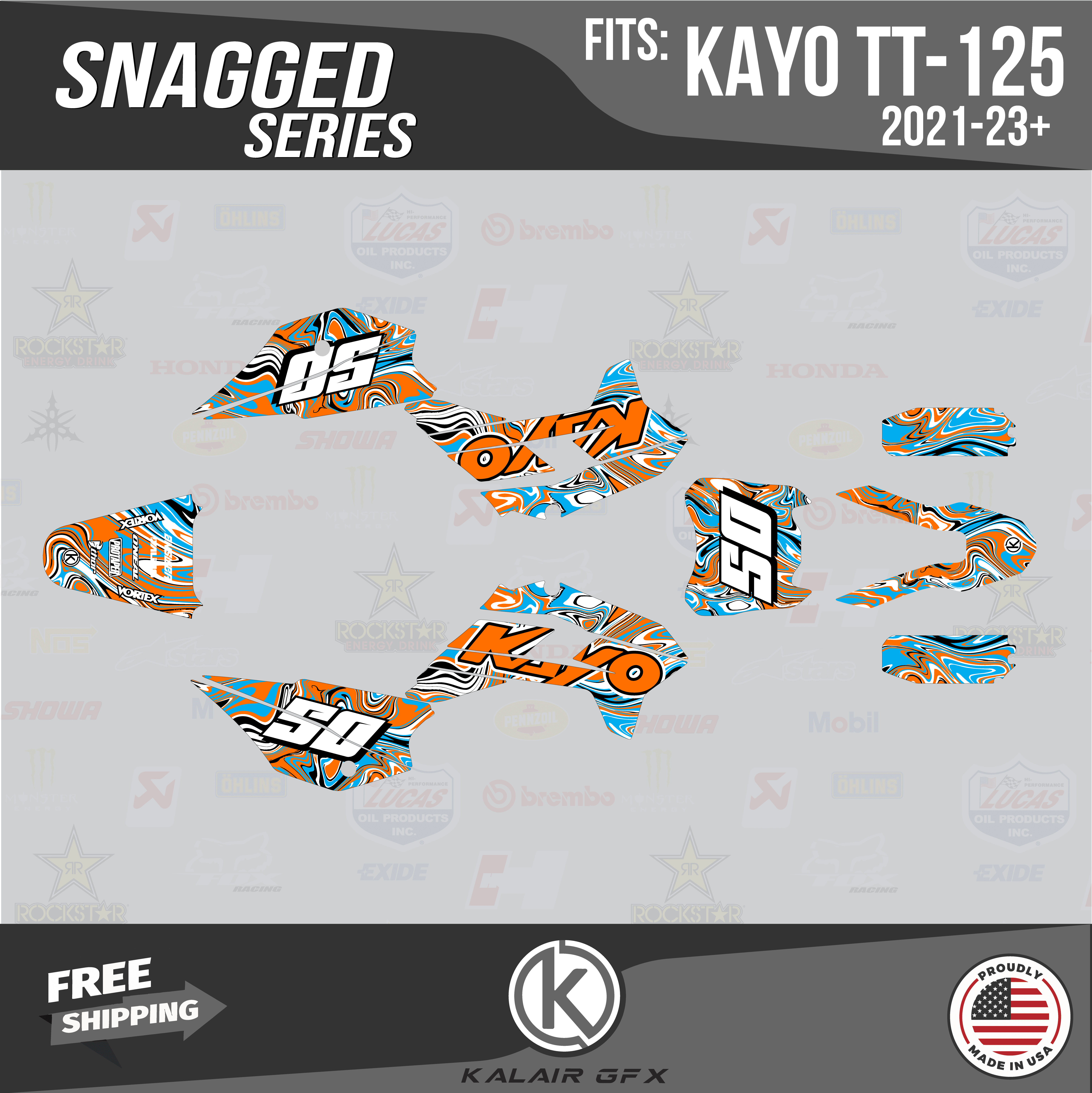 Kalair GFX Graphics Kit for Kayo Pit Bike TT 125 and TT 140 (2021 ...