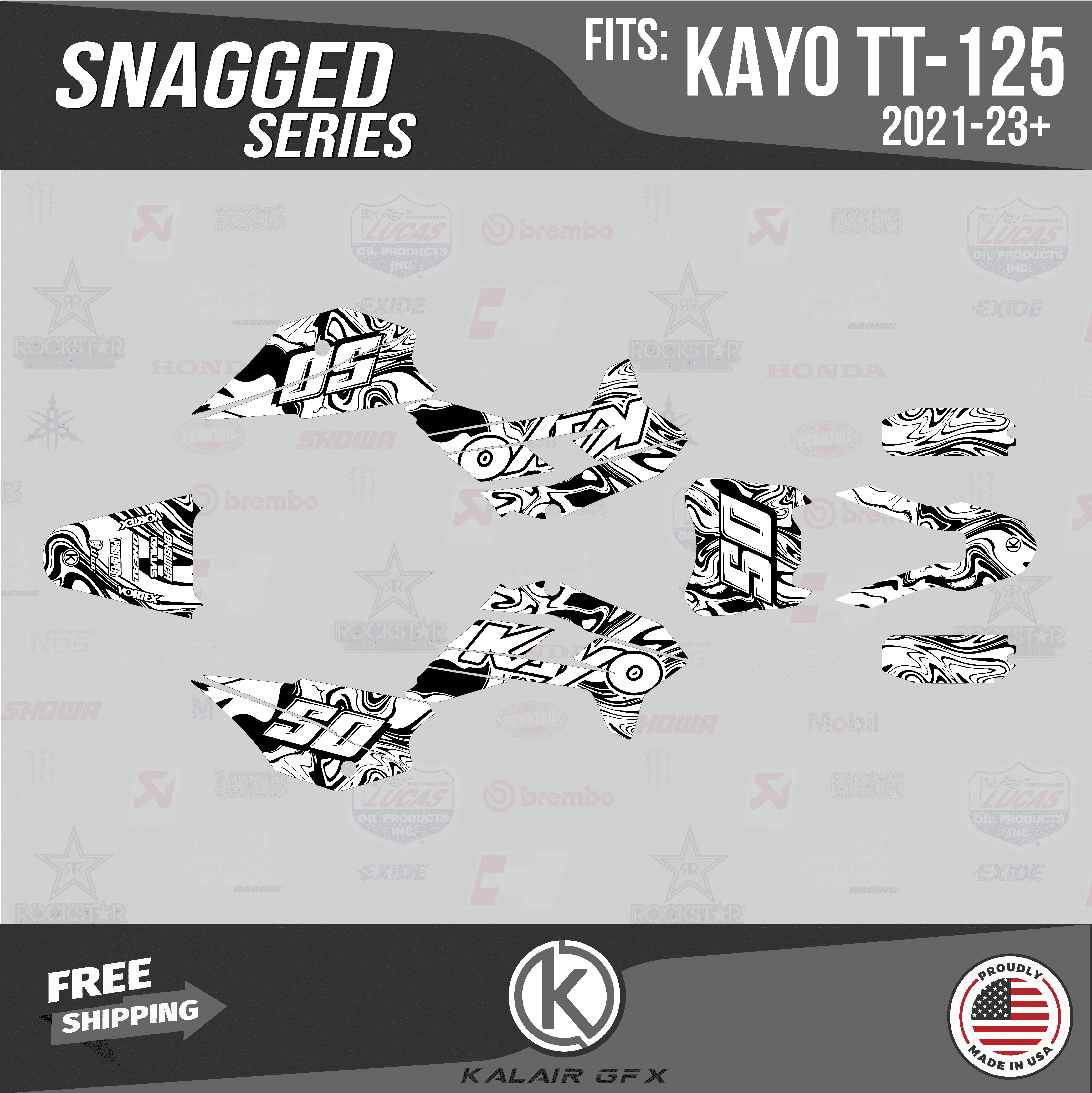 Kalair GFX Graphics Kit for Kayo Pit Bike TT 125 and TT 140 (2021 ...