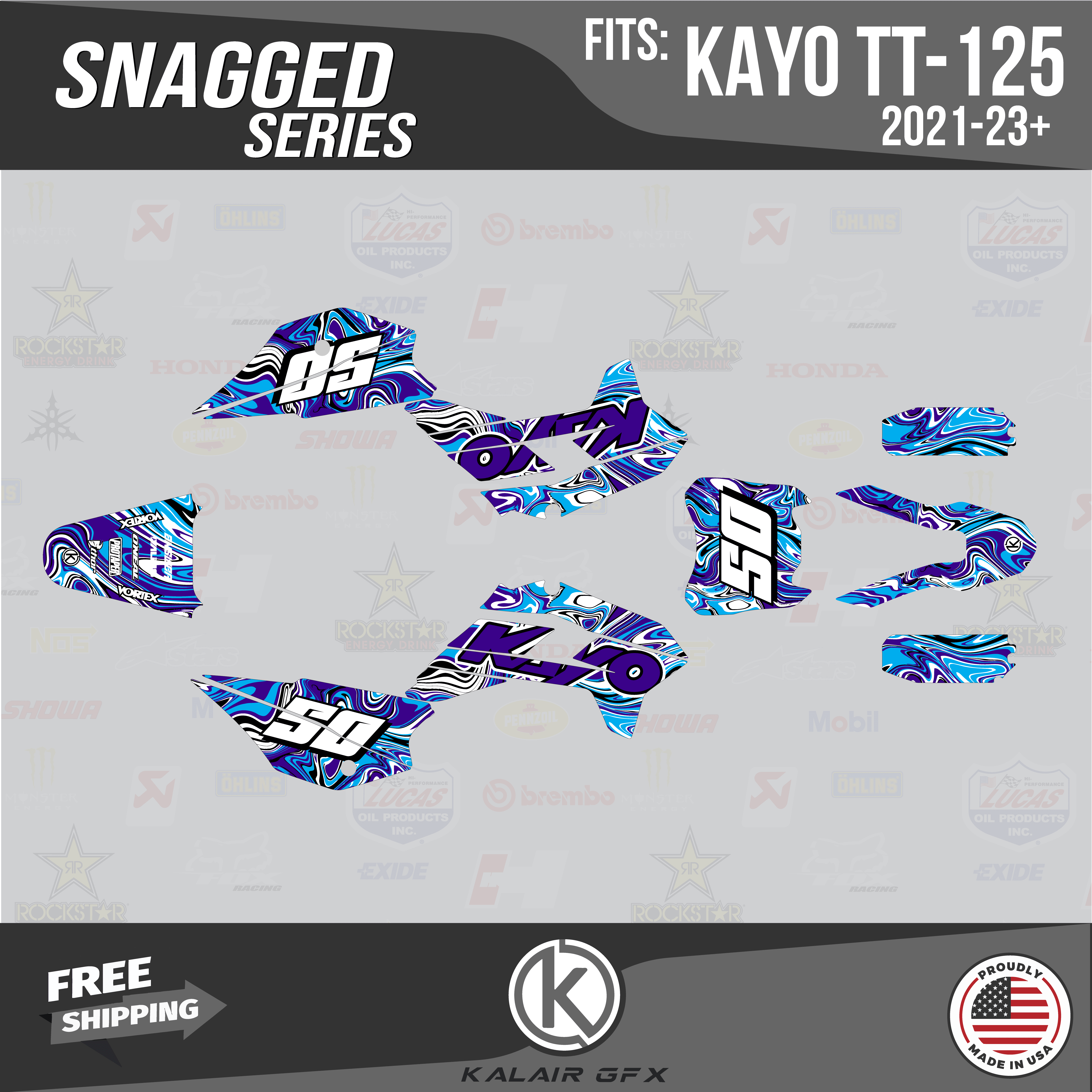 Kalair GFX Graphics Kit for Kayo Pit Bike TT 125 and TT 140 (2021 ...