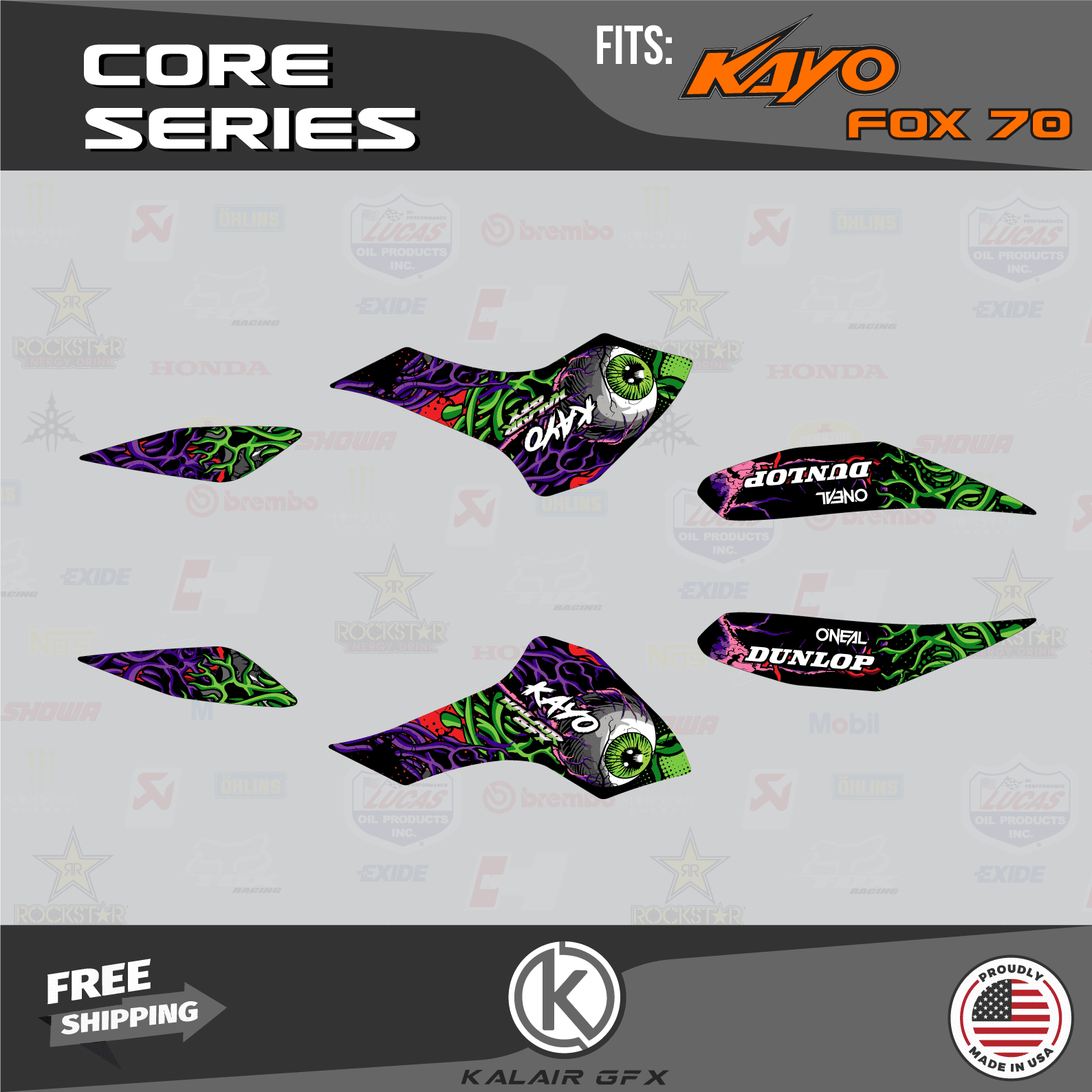 Kalair GFX Graphics Kit for Kayo SPORTS ATV FOX-70,AY-70,STORM-70 (All ...