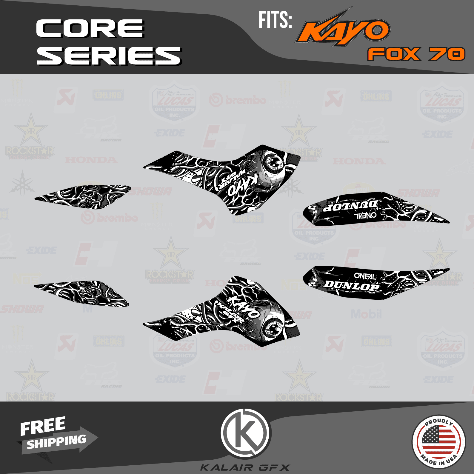 Kalair GFX Graphics Kit for Kayo SPORTS ATV FOX-70,AY-70,STORM-70 (All ...