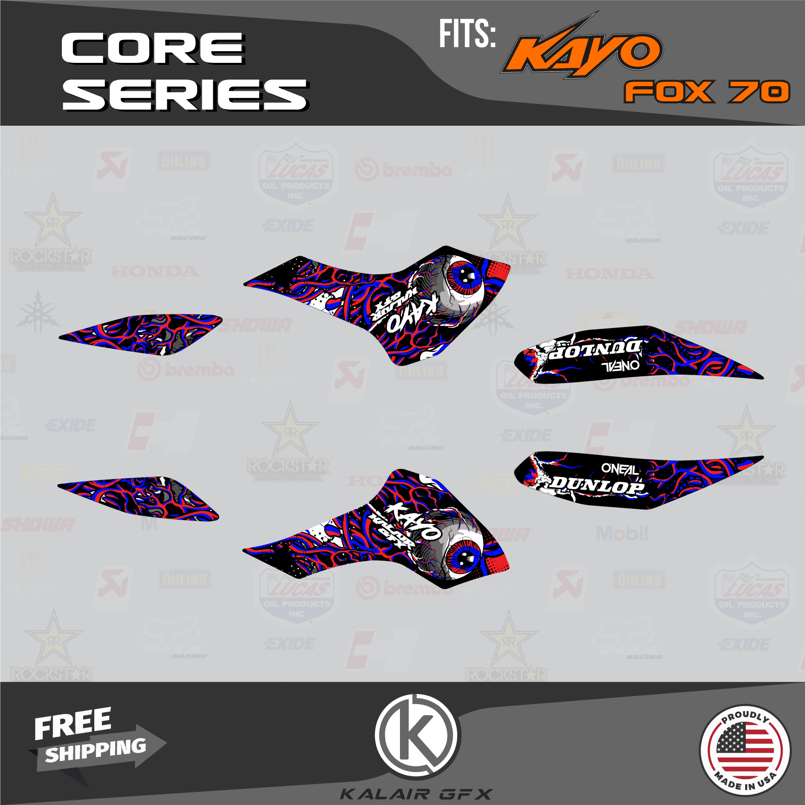 Kalair GFX Graphics Kit for Kayo SPORTS ATV FOX-70,AY-70,STORM-70 (All ...