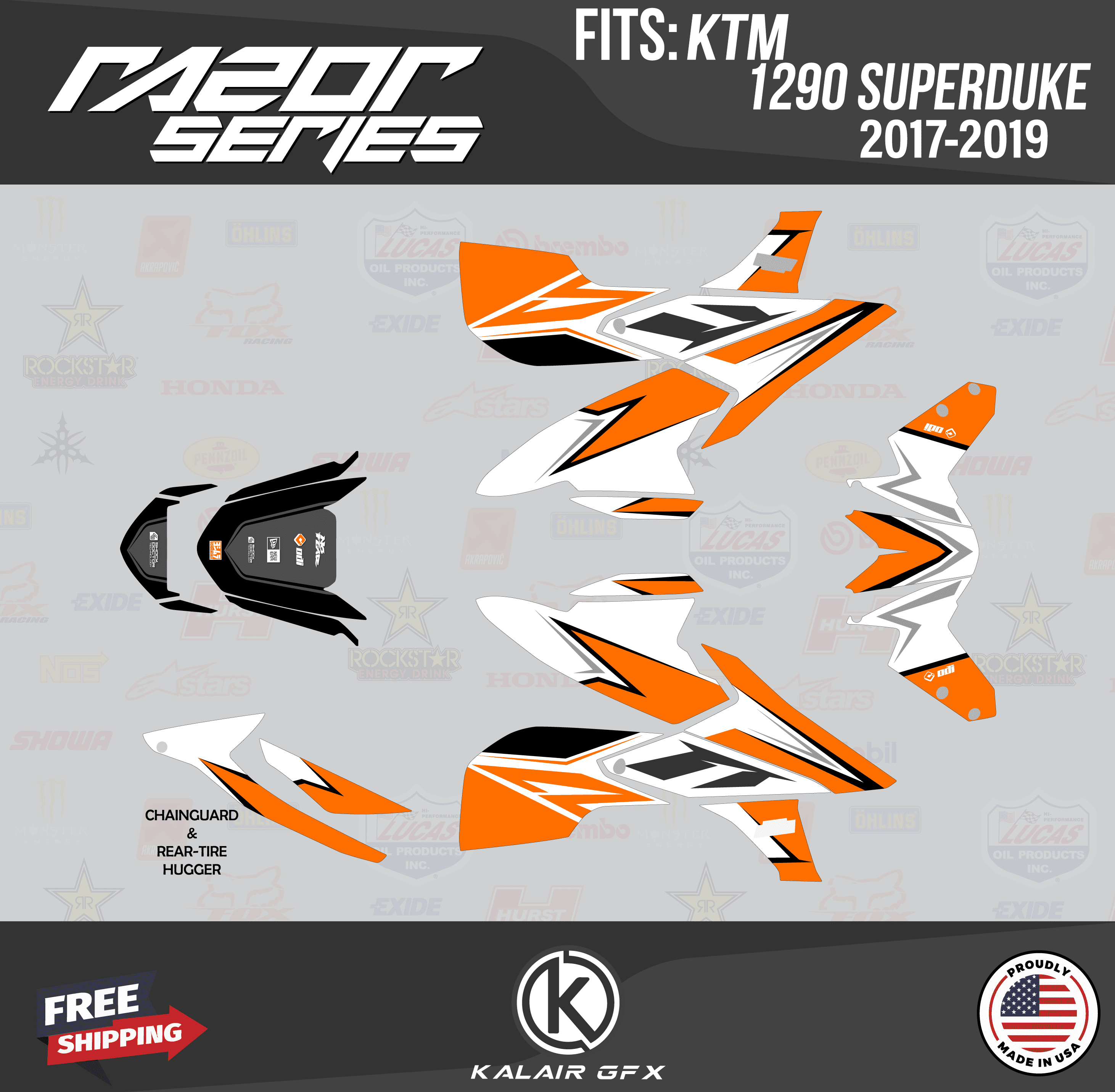 Kalair GFX Graphics Kit for Ktm 1290 SUPER DUKE (2017-2018) Razor ...