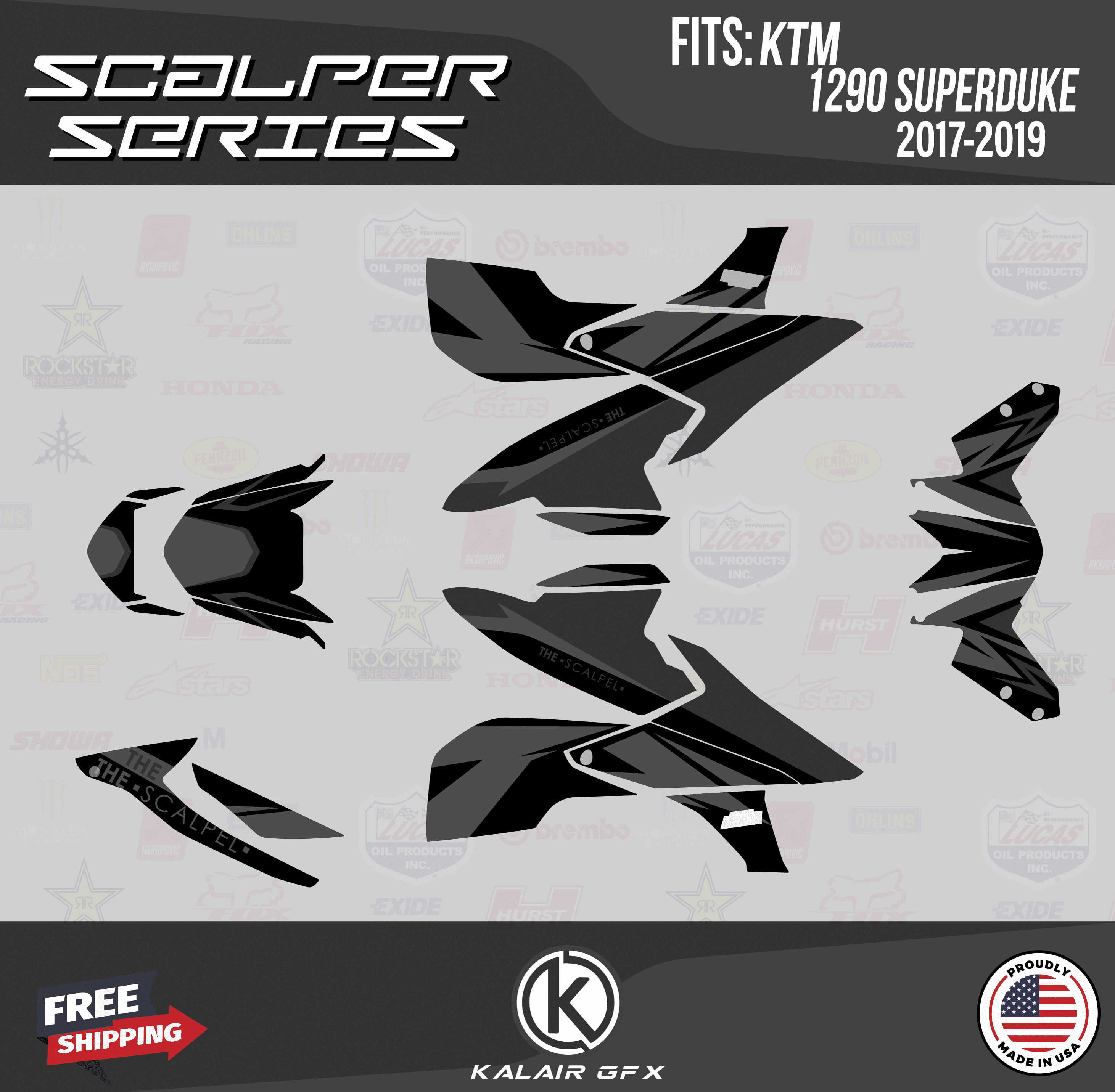 Kalair GFX Graphics Kit for Ktm 1290 SUPER DUKE (2017-2018) Scalper ...