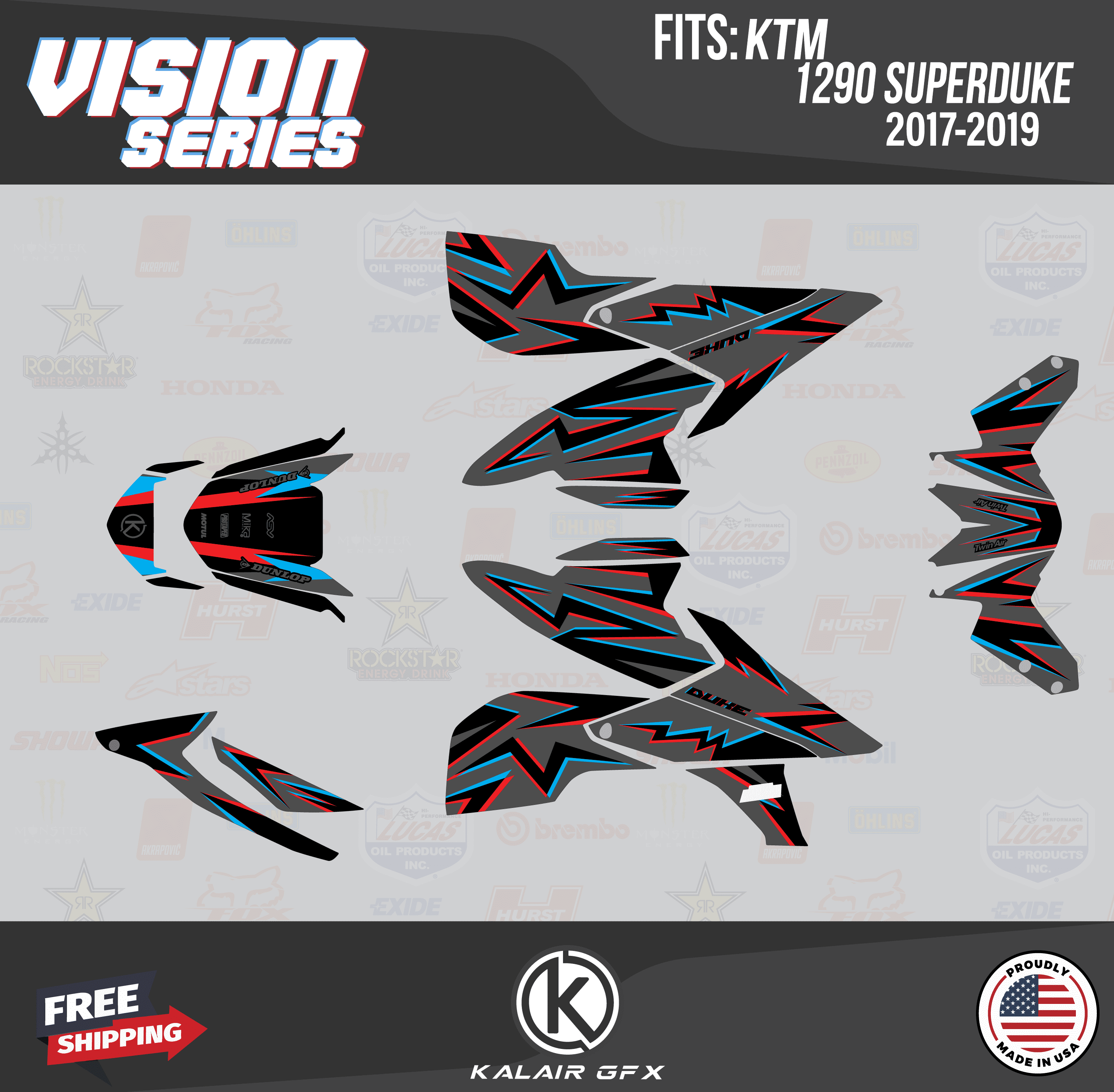 Kalair GFX Graphics Kit for Ktm 1290 SUPER DUKE (2017-2018) Vision ...