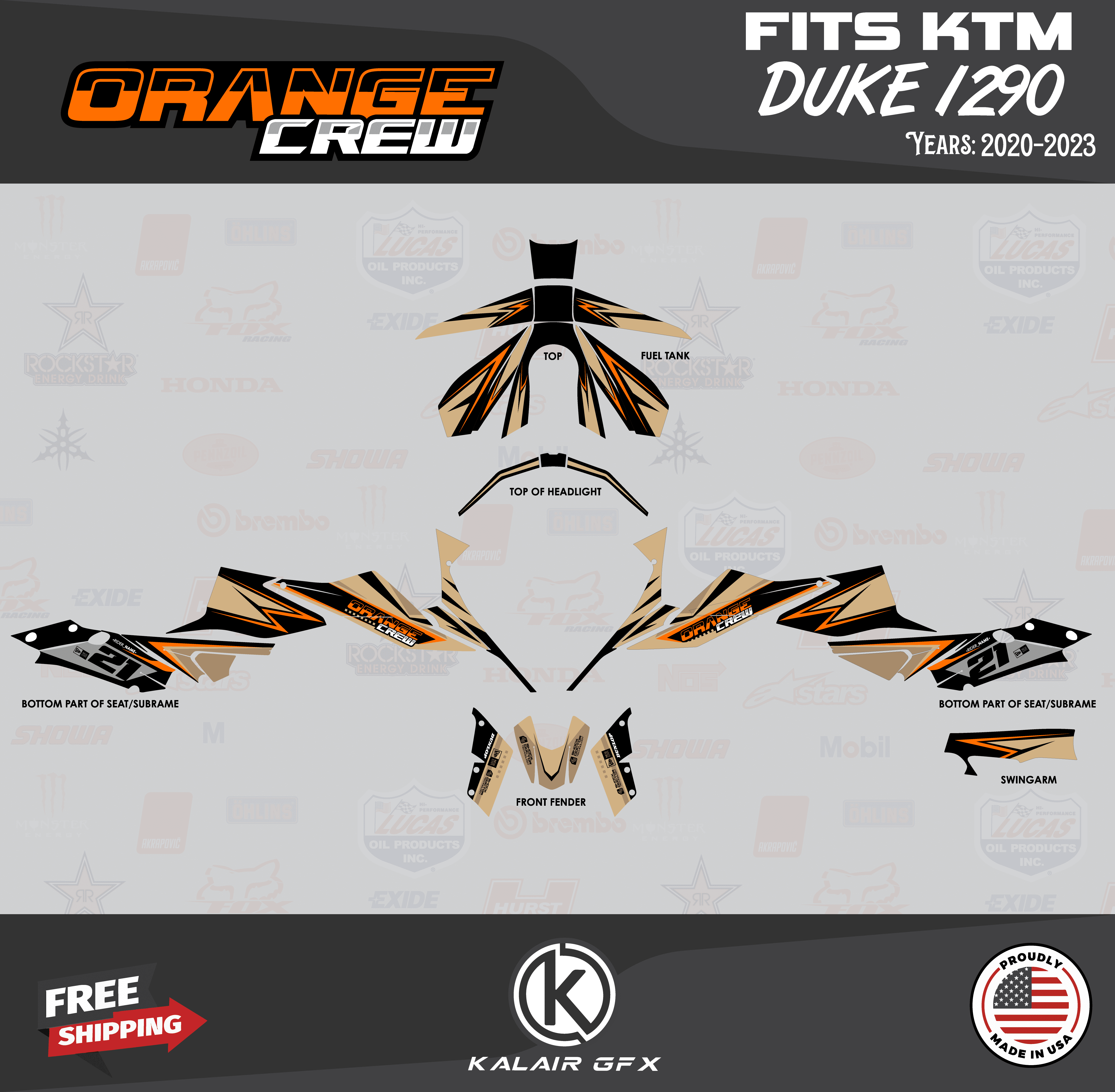 Kalair GFX Graphics Kit for Ktm 1290 SUPER DUKE R STREET BIKE (2020 ...