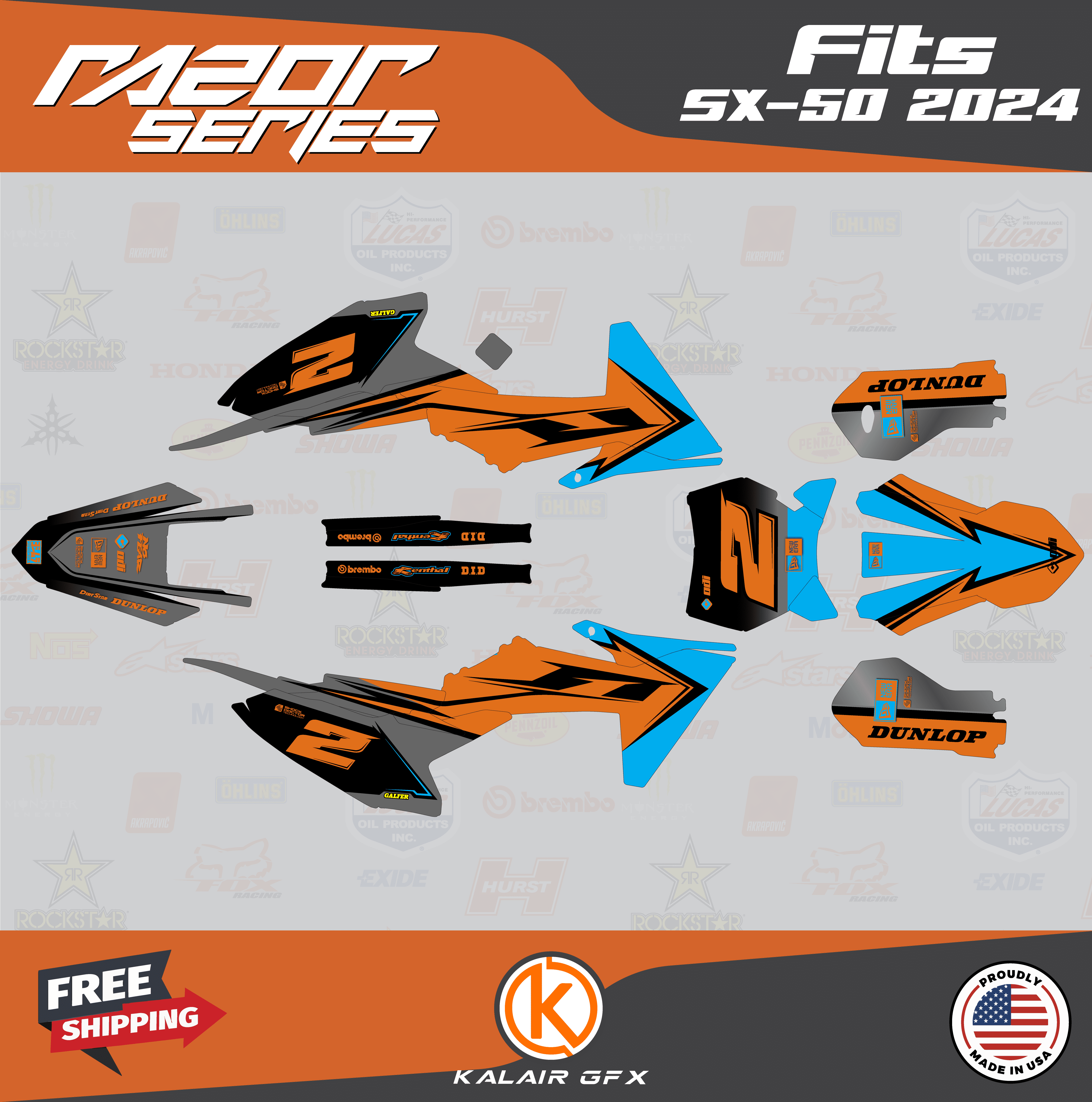 Kalair GFX Graphics Kit for Ktm 50SX (2024) Razor Series - Walmart.com