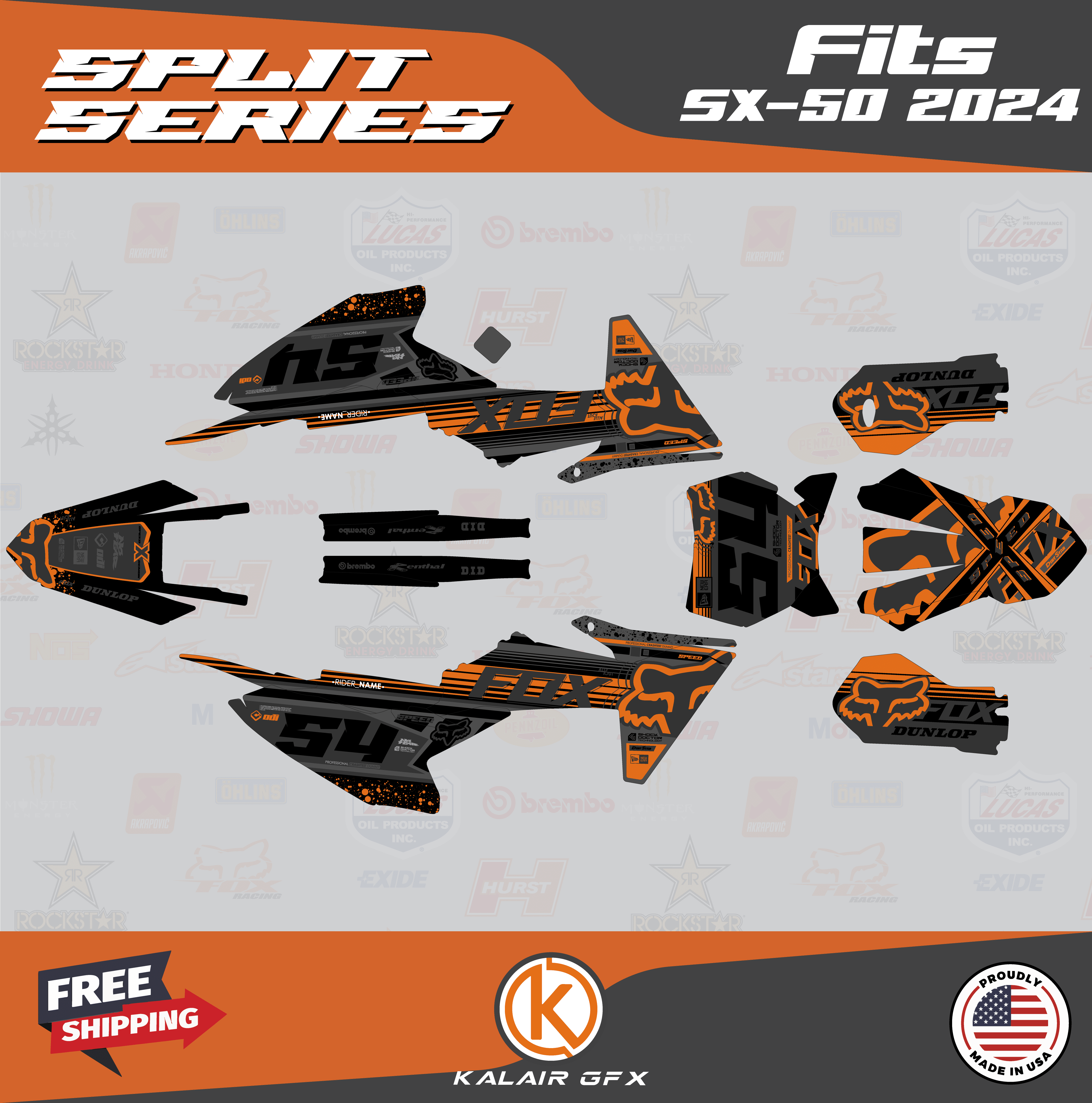 Kalair GFX Graphics Kit for Ktm 50SX (2024) Split Series - Walmart.com