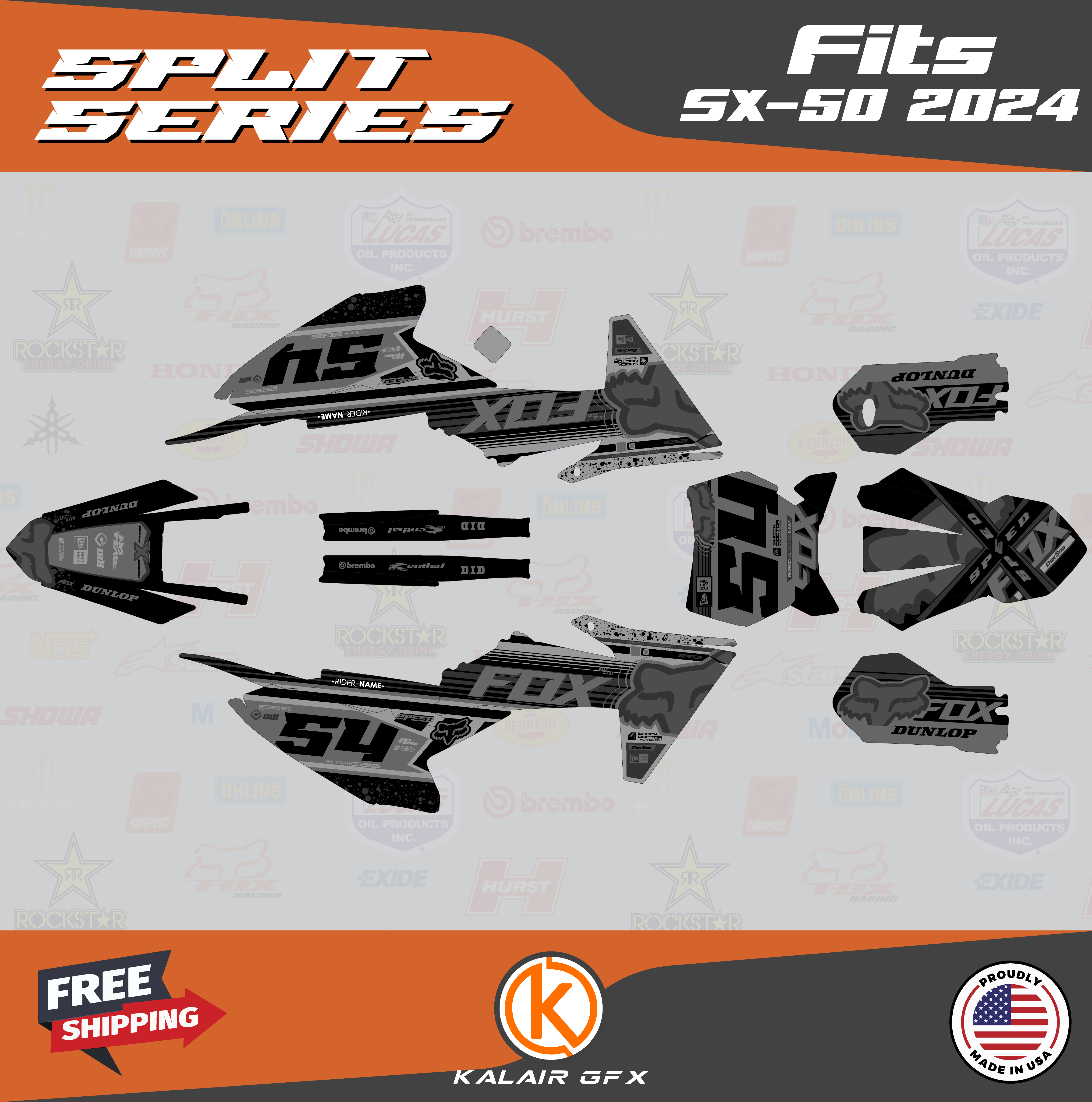 Kalair GFX Graphics Kit for Ktm 50SX (2024) Split Series - Walmart.com