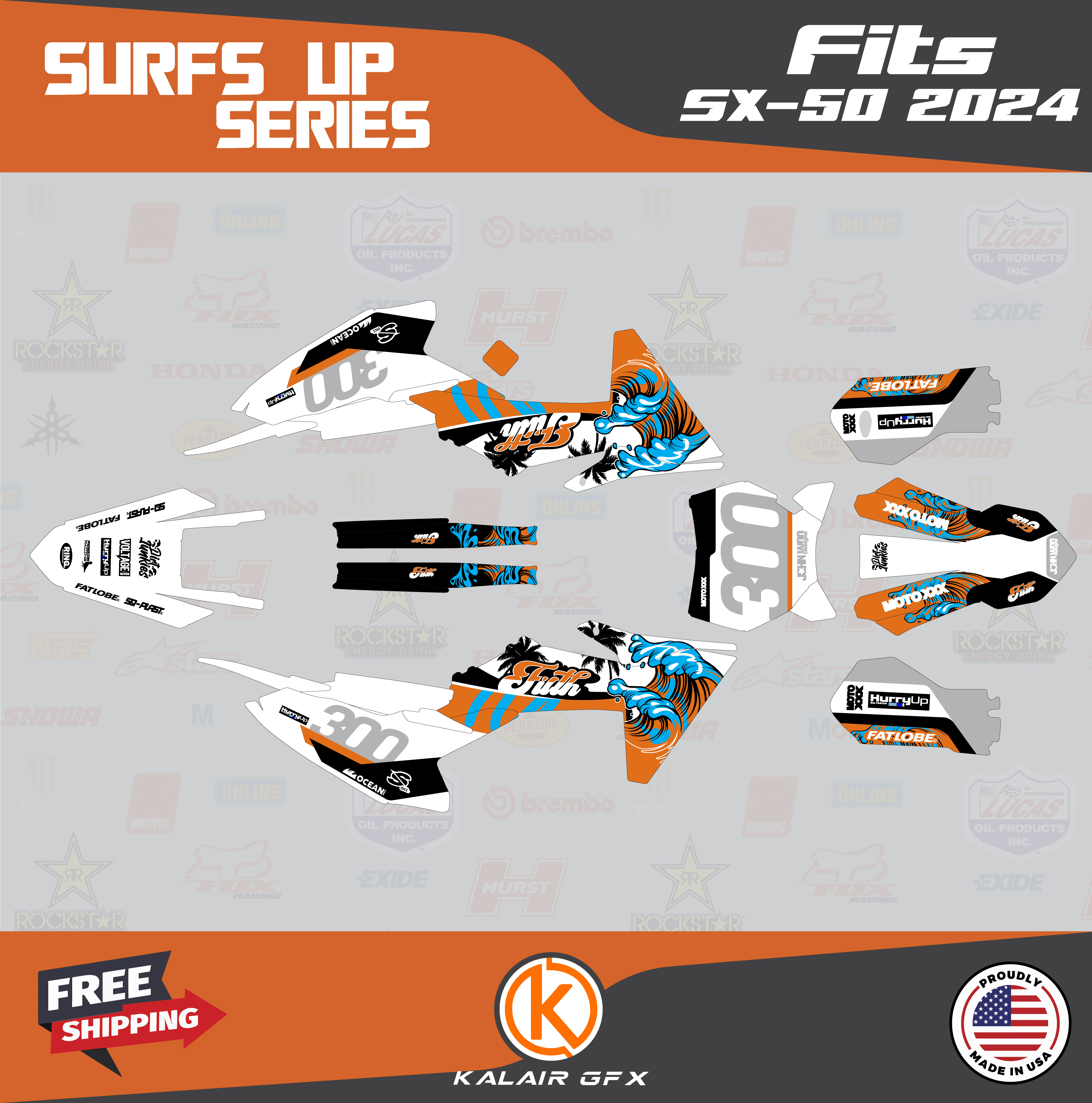Kalair GFX Graphics Kit for Ktm 50SX (2024) Surfs-up Series - Walmart.com