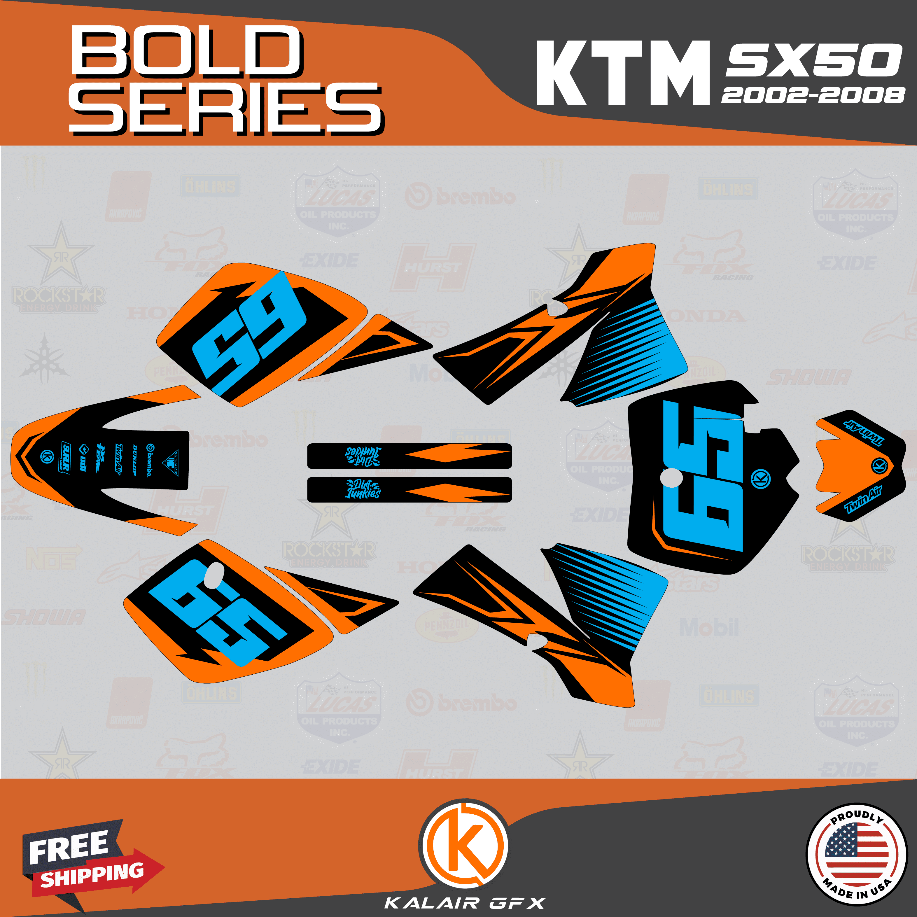 Kalair GFX Graphics Kit for Ktm 50SX MINI Bold Series - Walmart.com