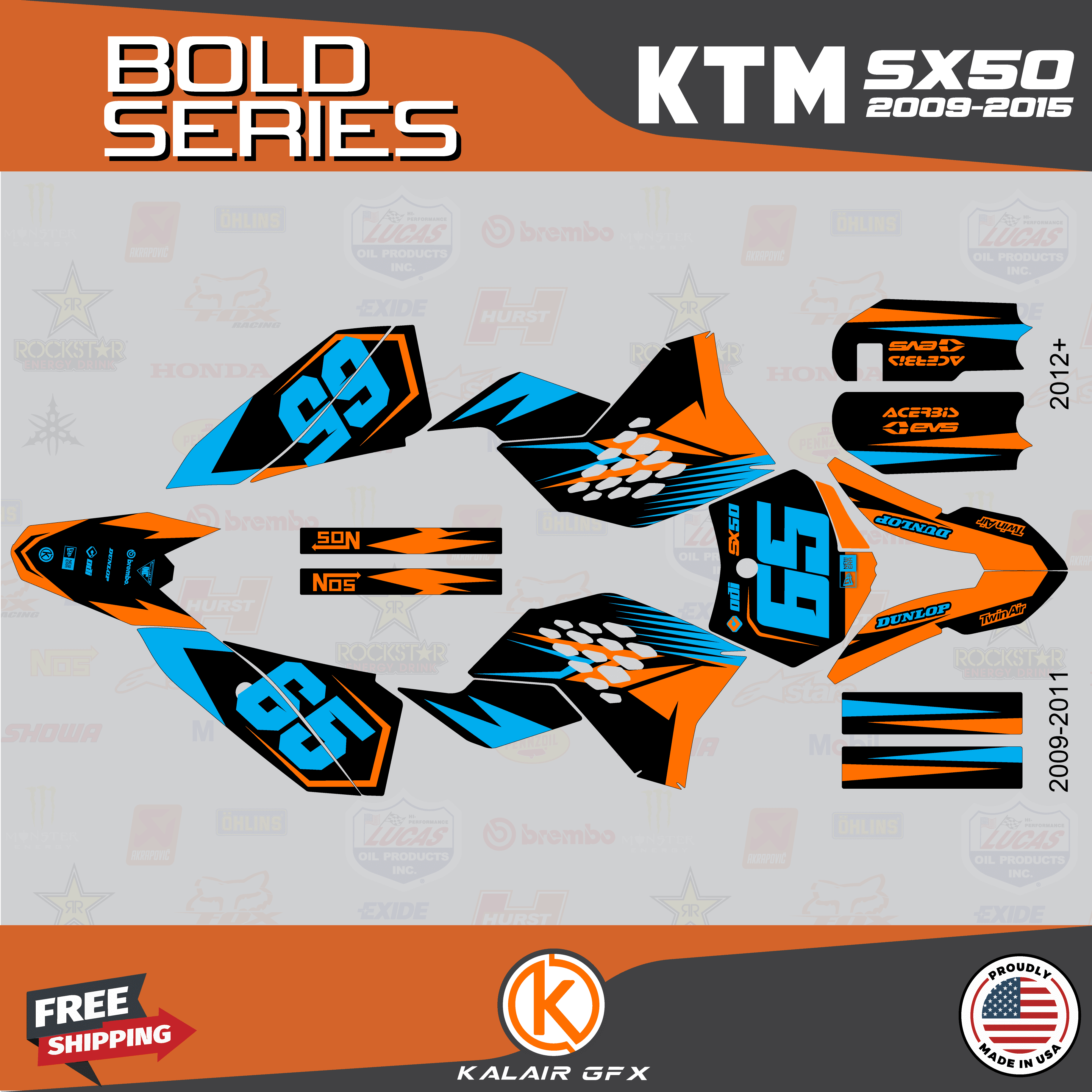 Kalair GFX Graphics Kit for Ktm 50SX MINI Bold Series - Walmart.com