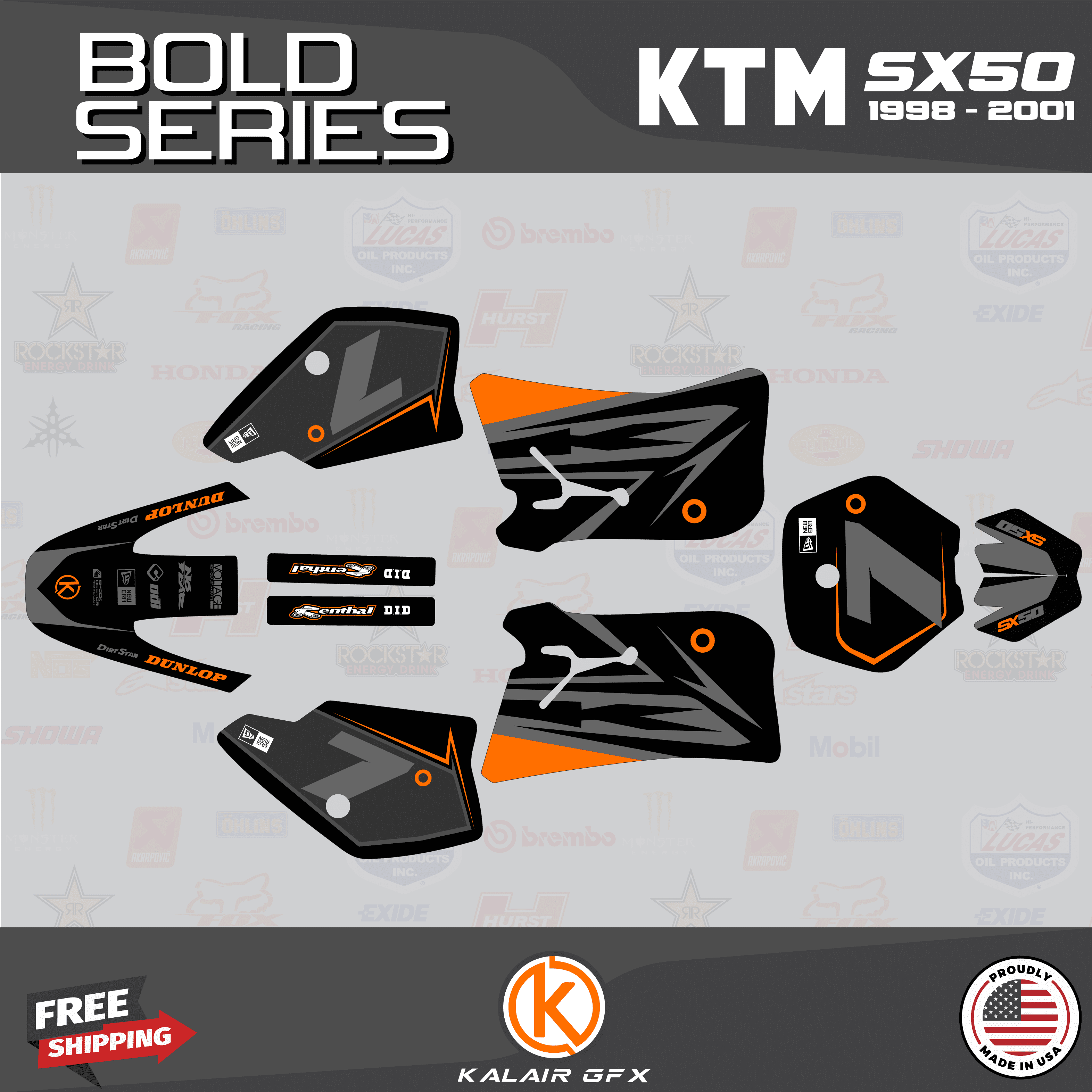 Kalair GFX Graphics Kit for Ktm 50SX MINI Bold Series - Walmart.com