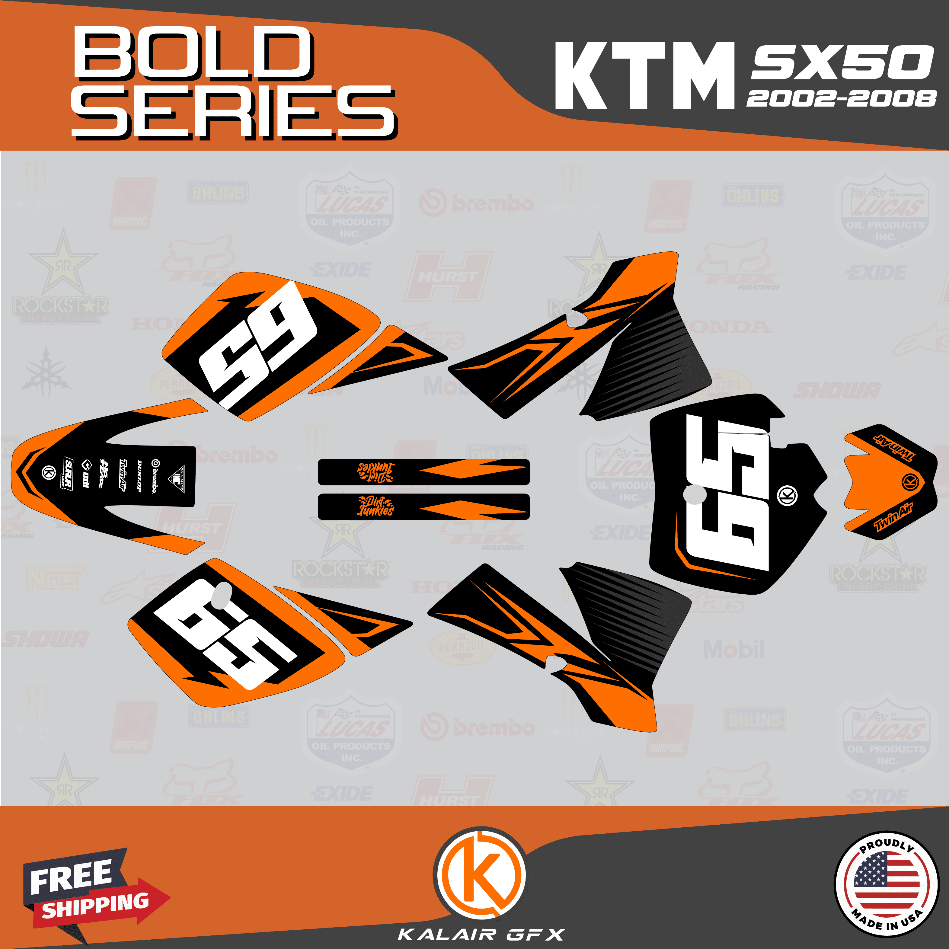 Kalair GFX Graphics Kit for Ktm 50SX MINI Bold Series - Walmart.com