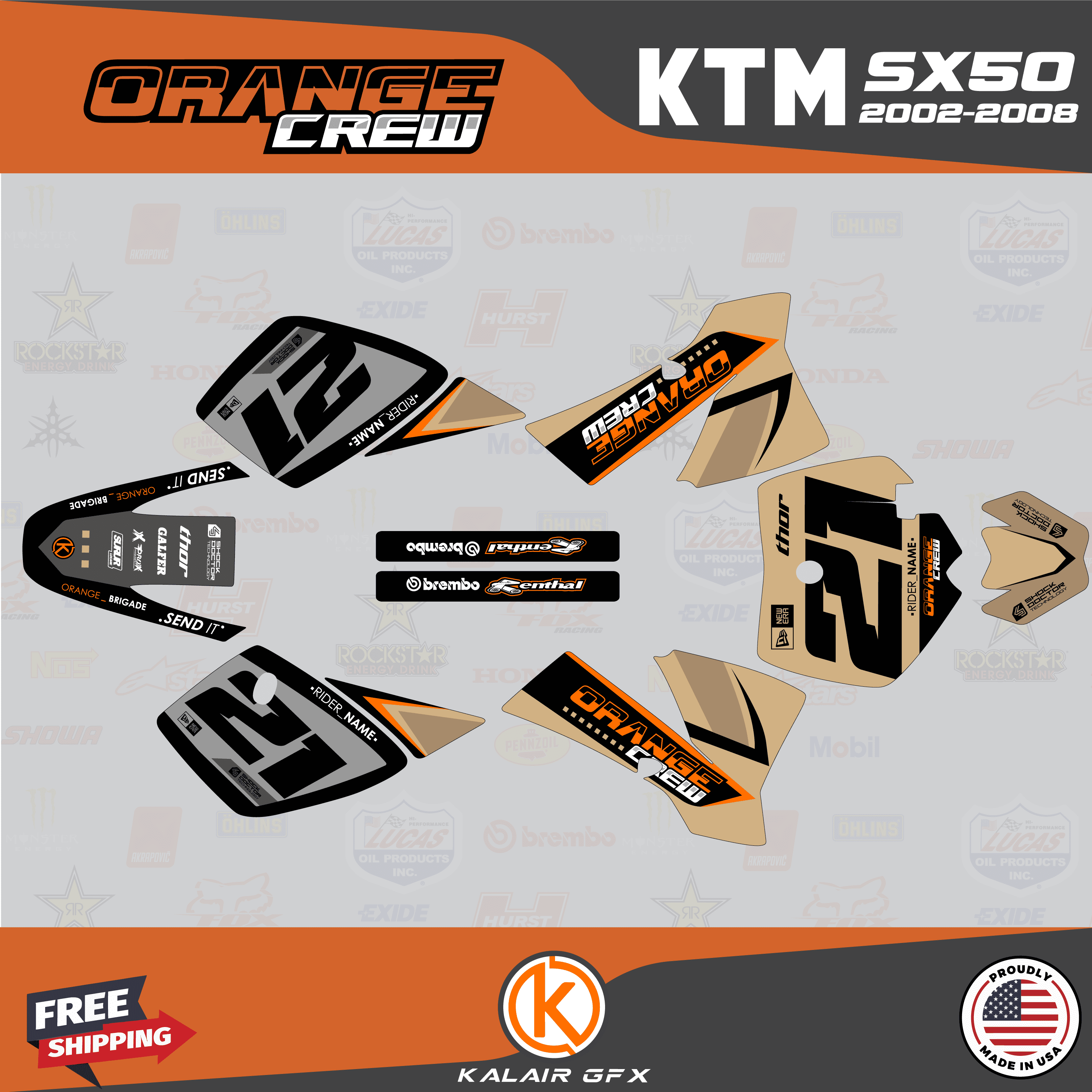 Kalair GFX Graphics Kit for Ktm 50SX MINI Orange-crew Series - Walmart.com