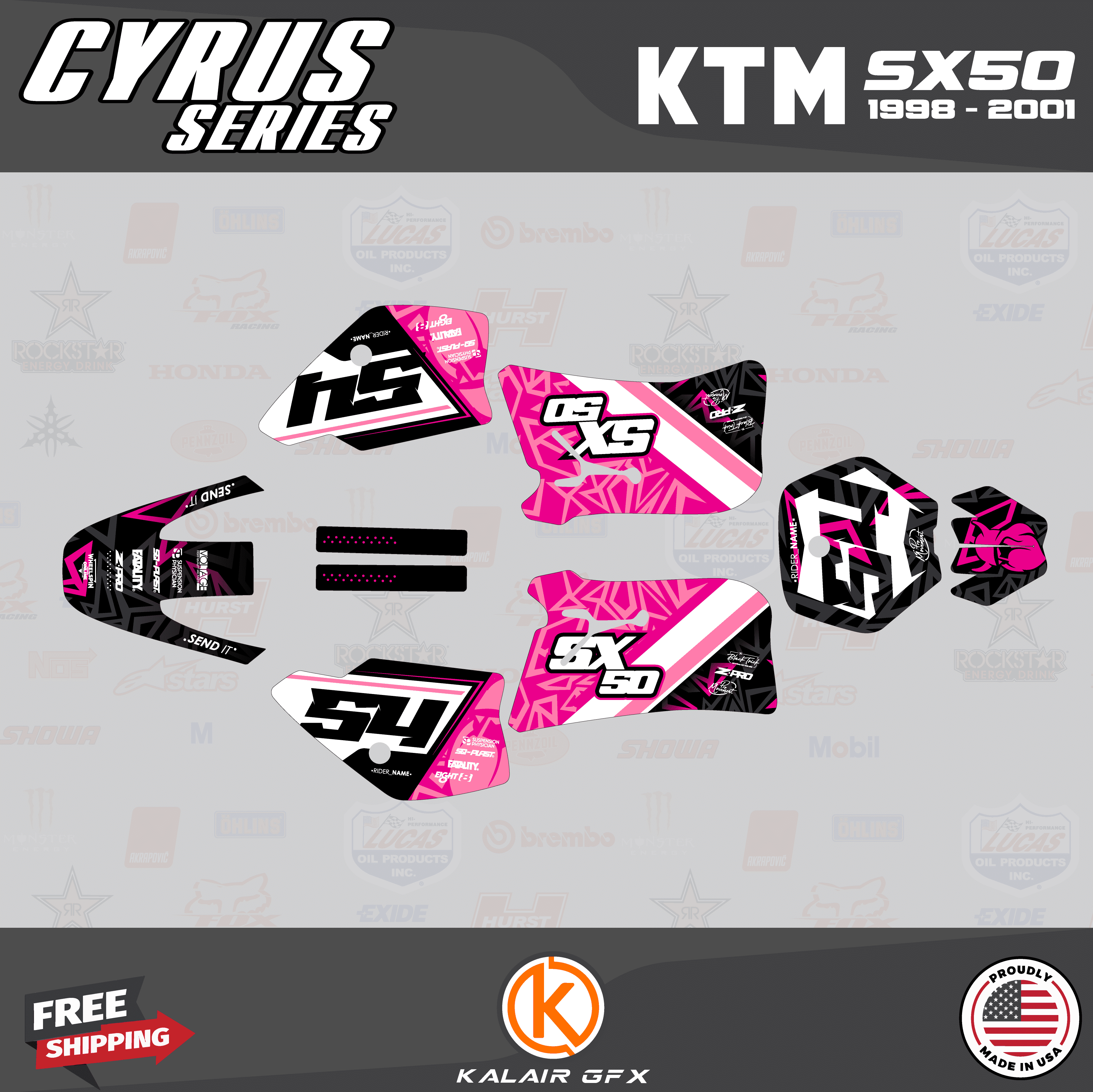 Kalair GFX Graphics Kit for Ktm 50SX MINI SX50 (1998-2001) Cyrus Series ...