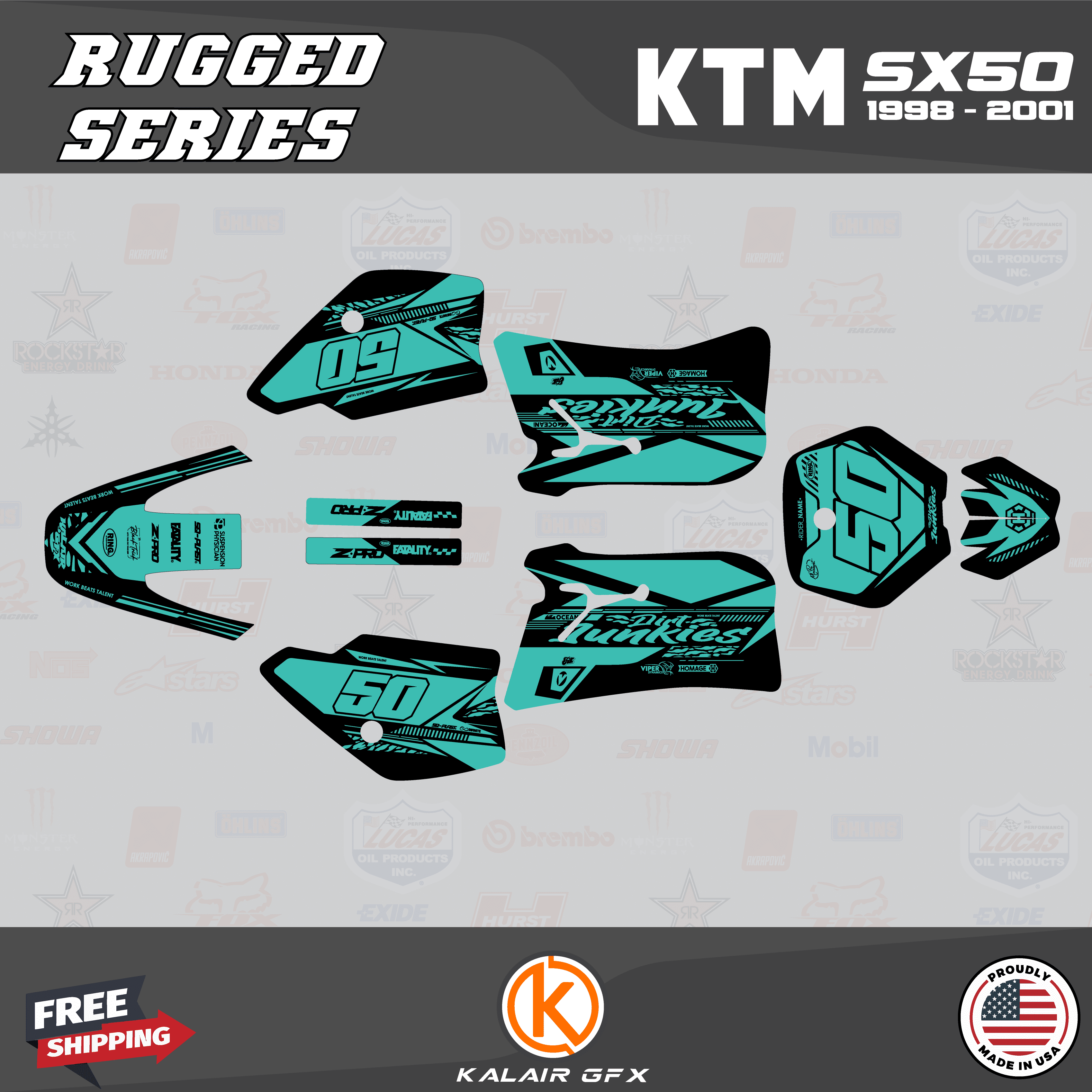 Kalair GFX Graphics Kit for Ktm 50SX MINI SX50 (1998-2001) Rugged ...