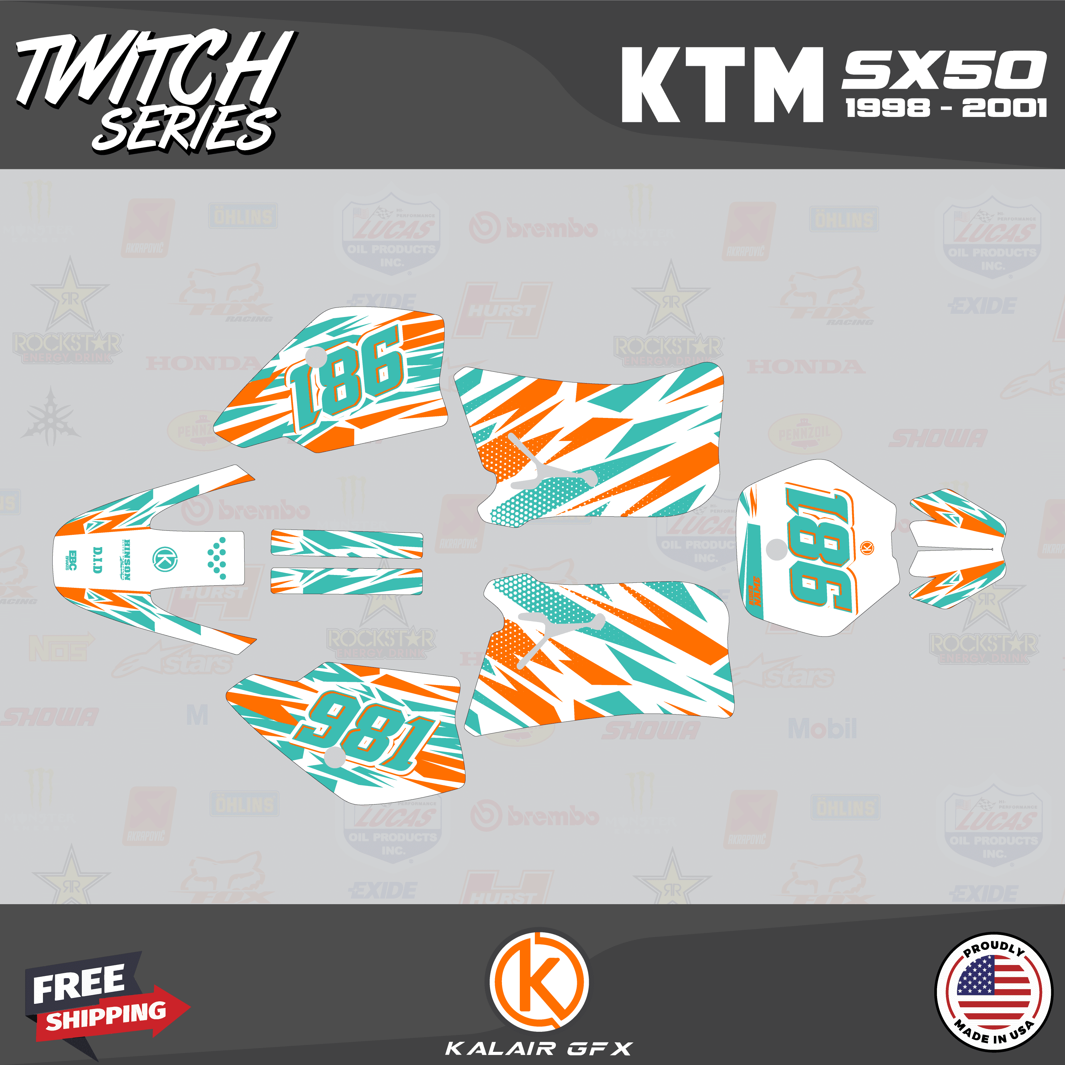 Kalair GFX Graphics Kit for Ktm 50SX MINI SX50 (1998-2001) Twitch ...