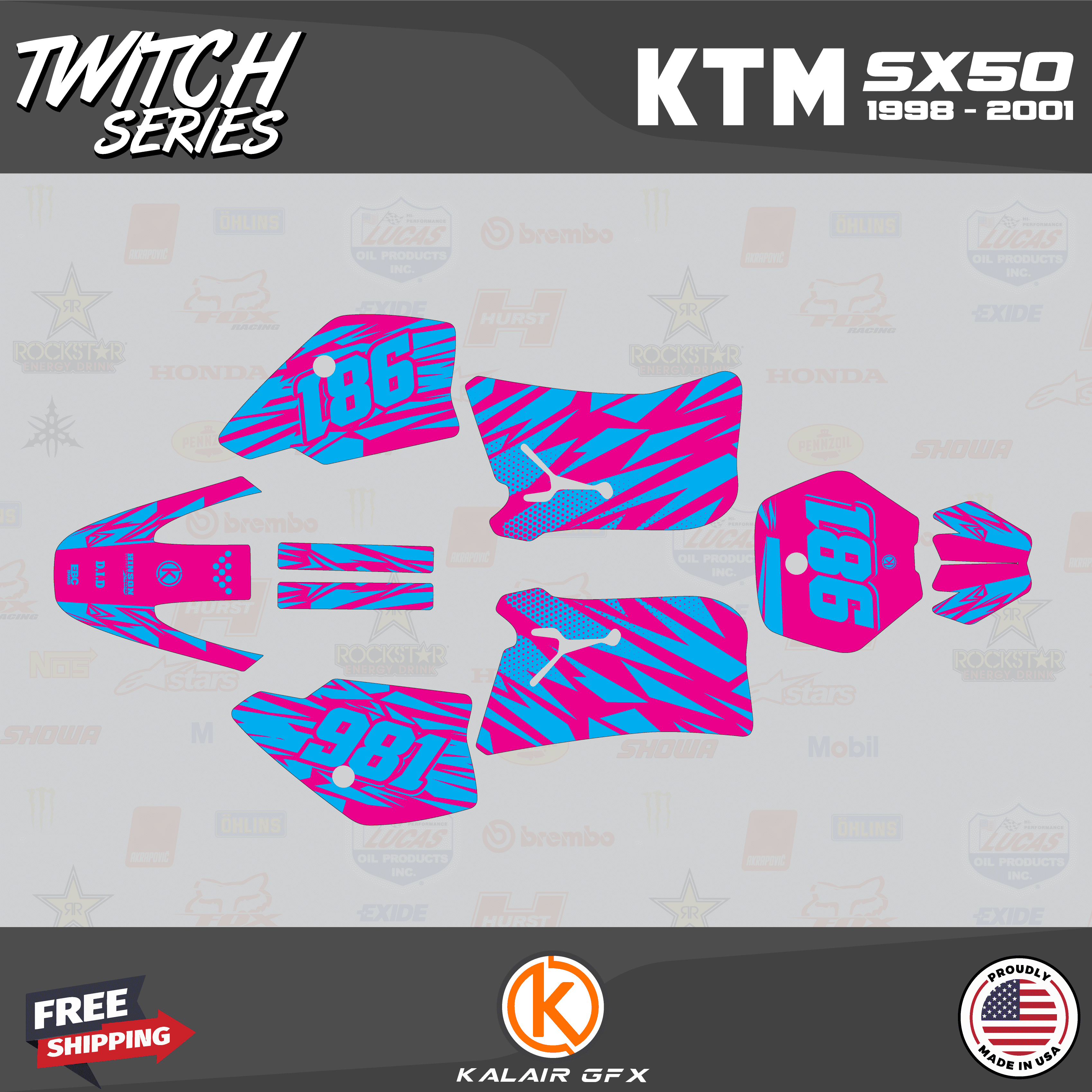Kalair GFX Graphics Kit for Ktm 50SX MINI SX50 (1998-2001) Twitch ...