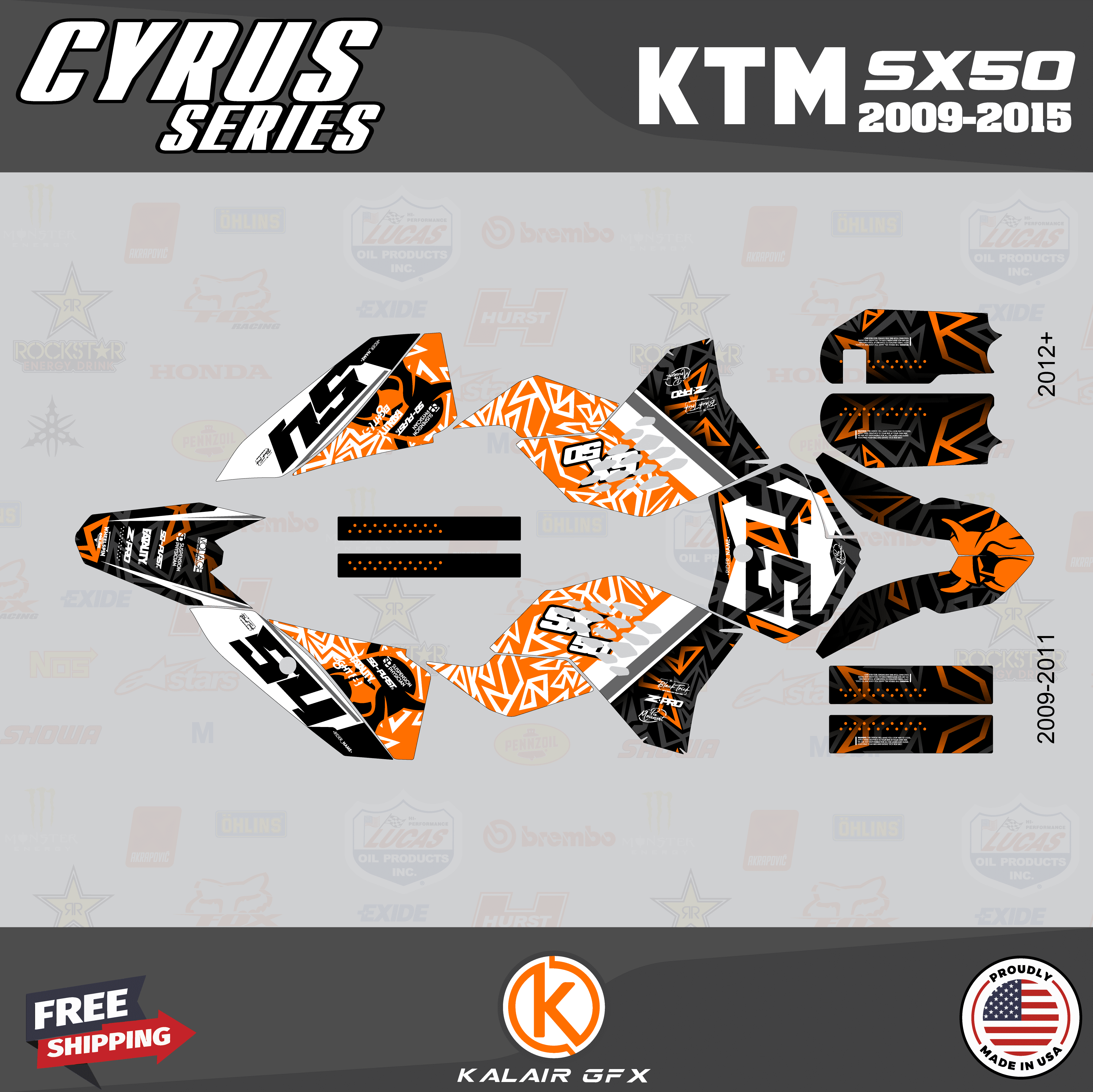 Kalair GFX Graphics Kit for Ktm 50SX MINI SX50 (2009-2015) Cyrus Series ...