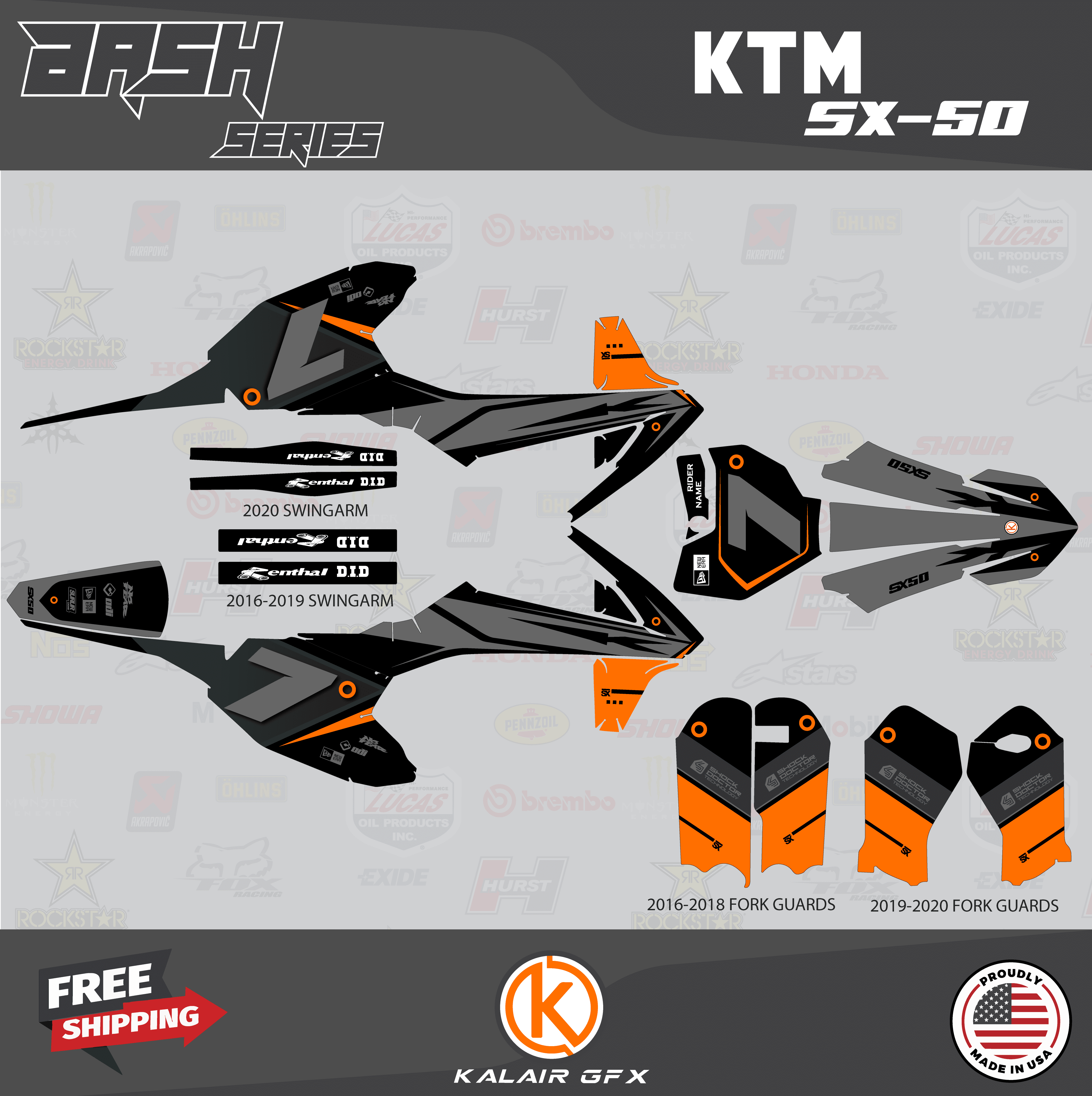 Kalair GFX Graphics Kit for Ktm 50SX MINI SX50 (2019) Bash Series ...