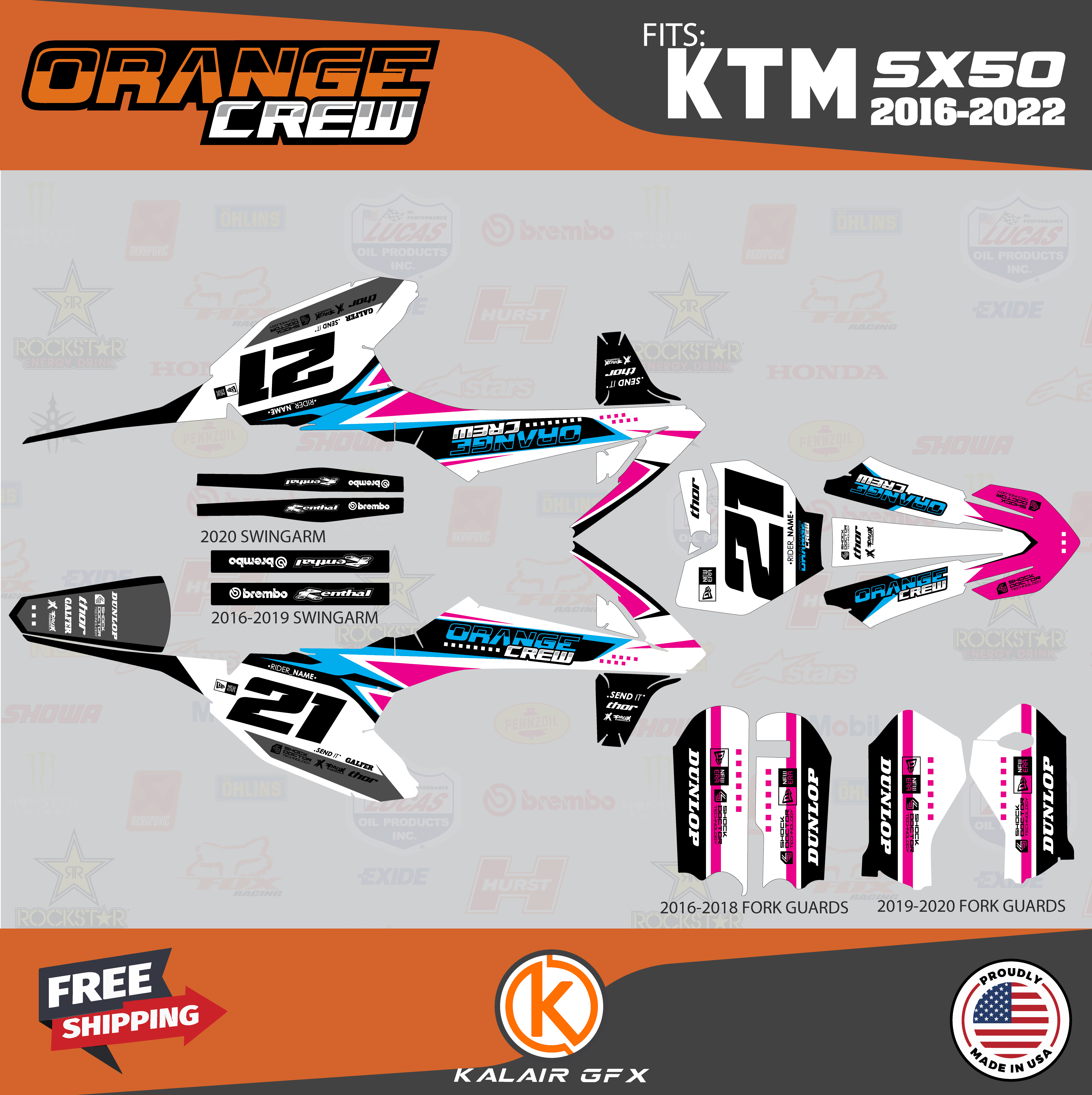 Kalair GFX Graphics Kit for Ktm 50SX MINI SX50 (2019) Crew Series ...