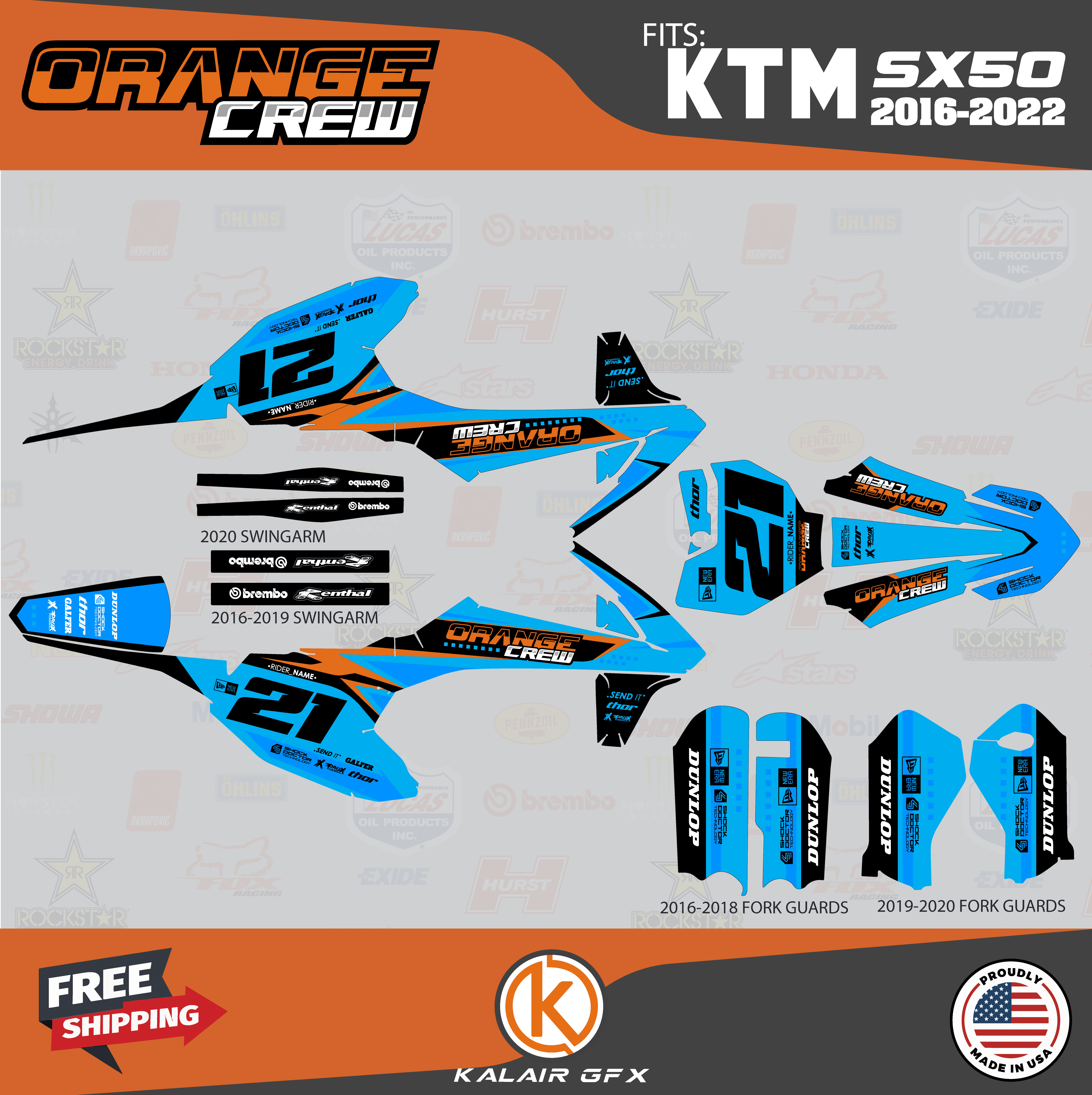 Kalair GFX Graphics Kit for Ktm 50SX MINI SX50 (2019) Crew Series ...