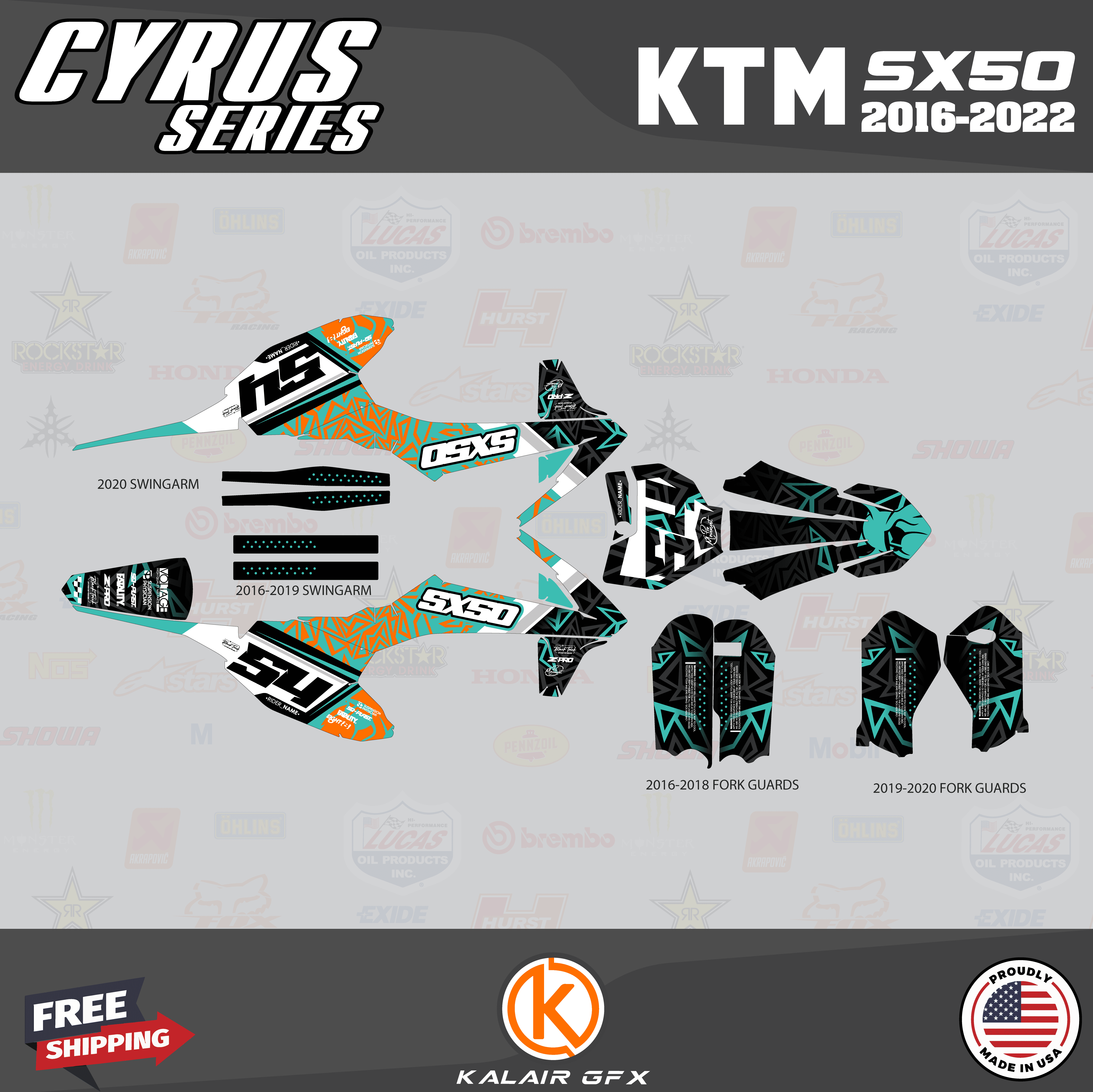 Kalair GFX Graphics Kit for Ktm 50SX MINI SX50 (2019) Cyrus Series ...
