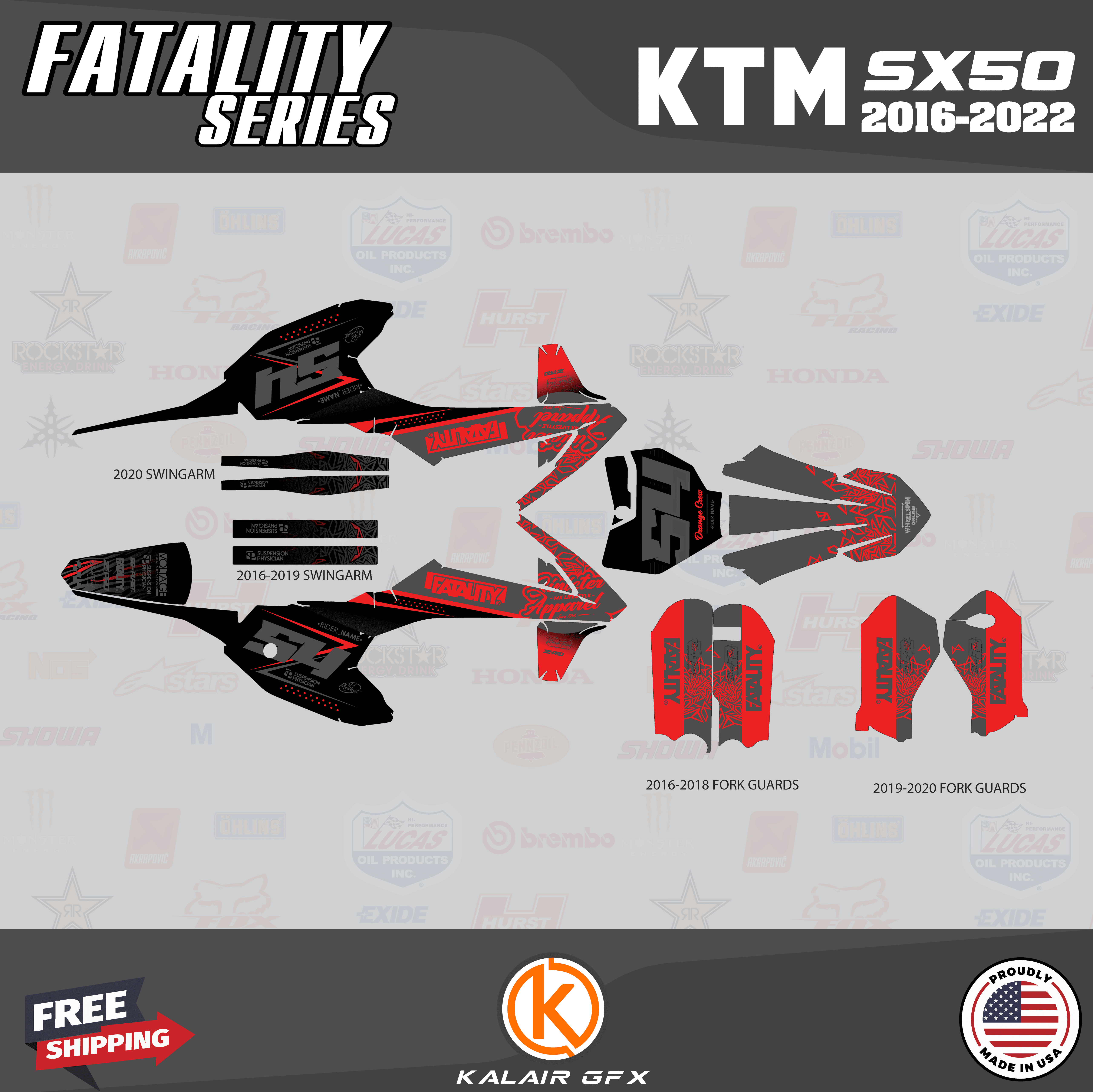 Kalair GFX Graphics Kit for Ktm 50SX MINI SX50 (2019) Fatality Series ...
