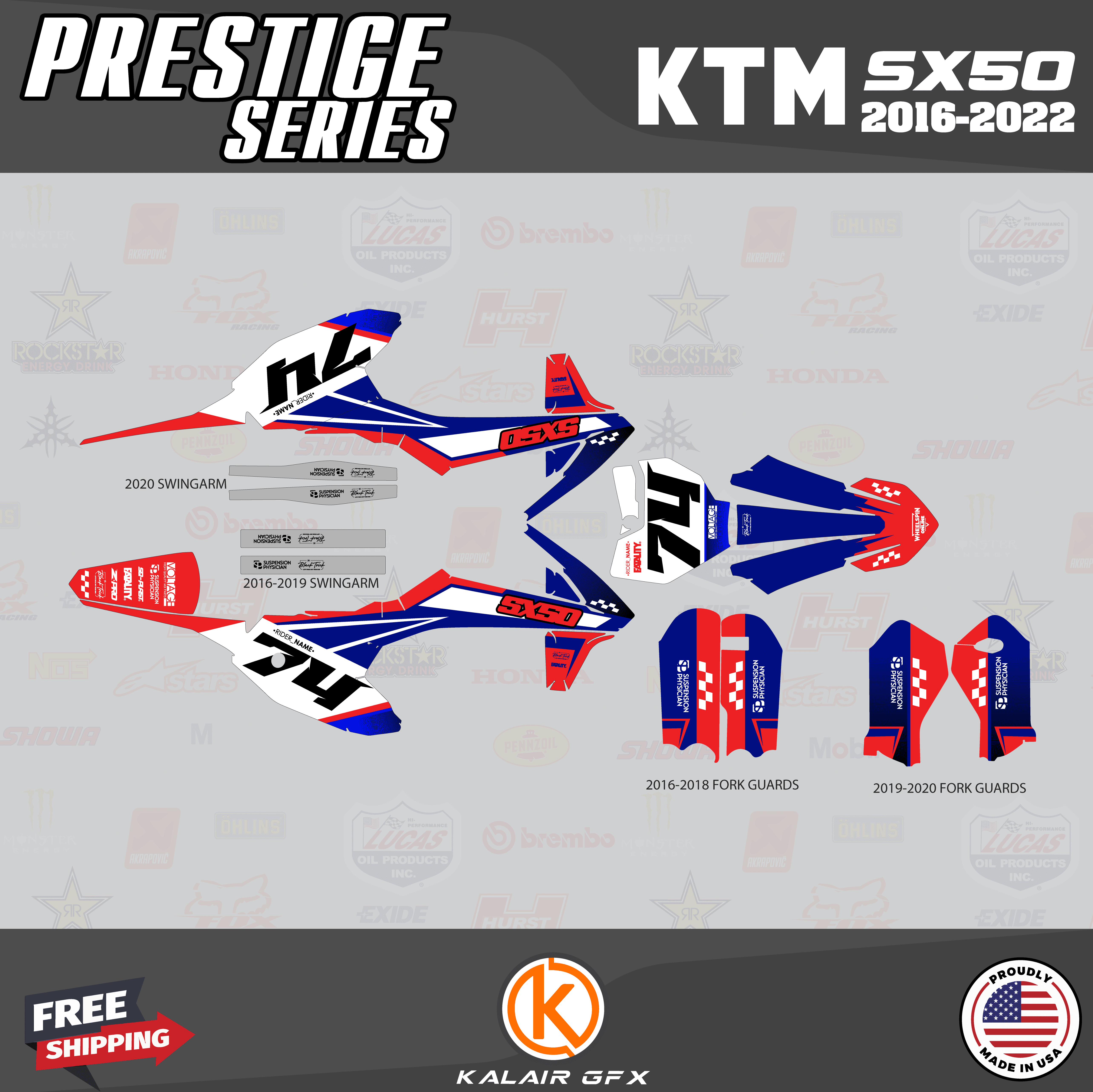 Kalair GFX Graphics Kit for Ktm 50SX MINI SX50 (2019) Prestige Series ...